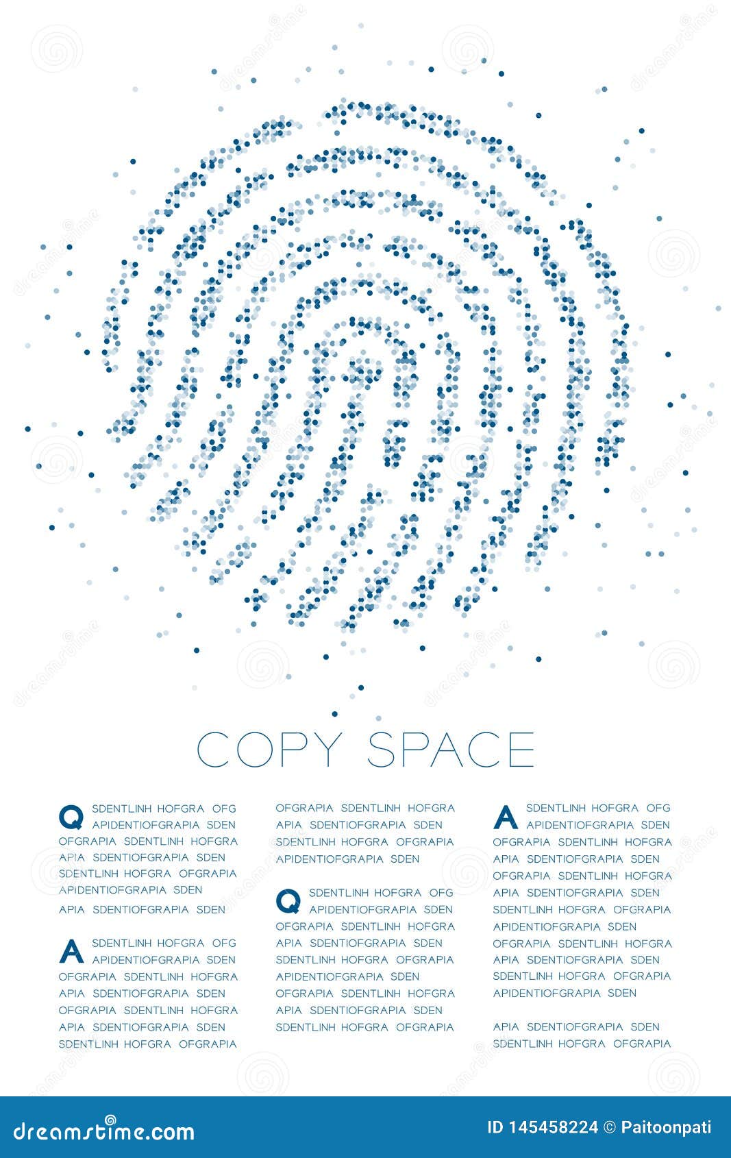 Fingerprint Shape Particle Geometric Circle Dot Pixel Pattern Blue ...