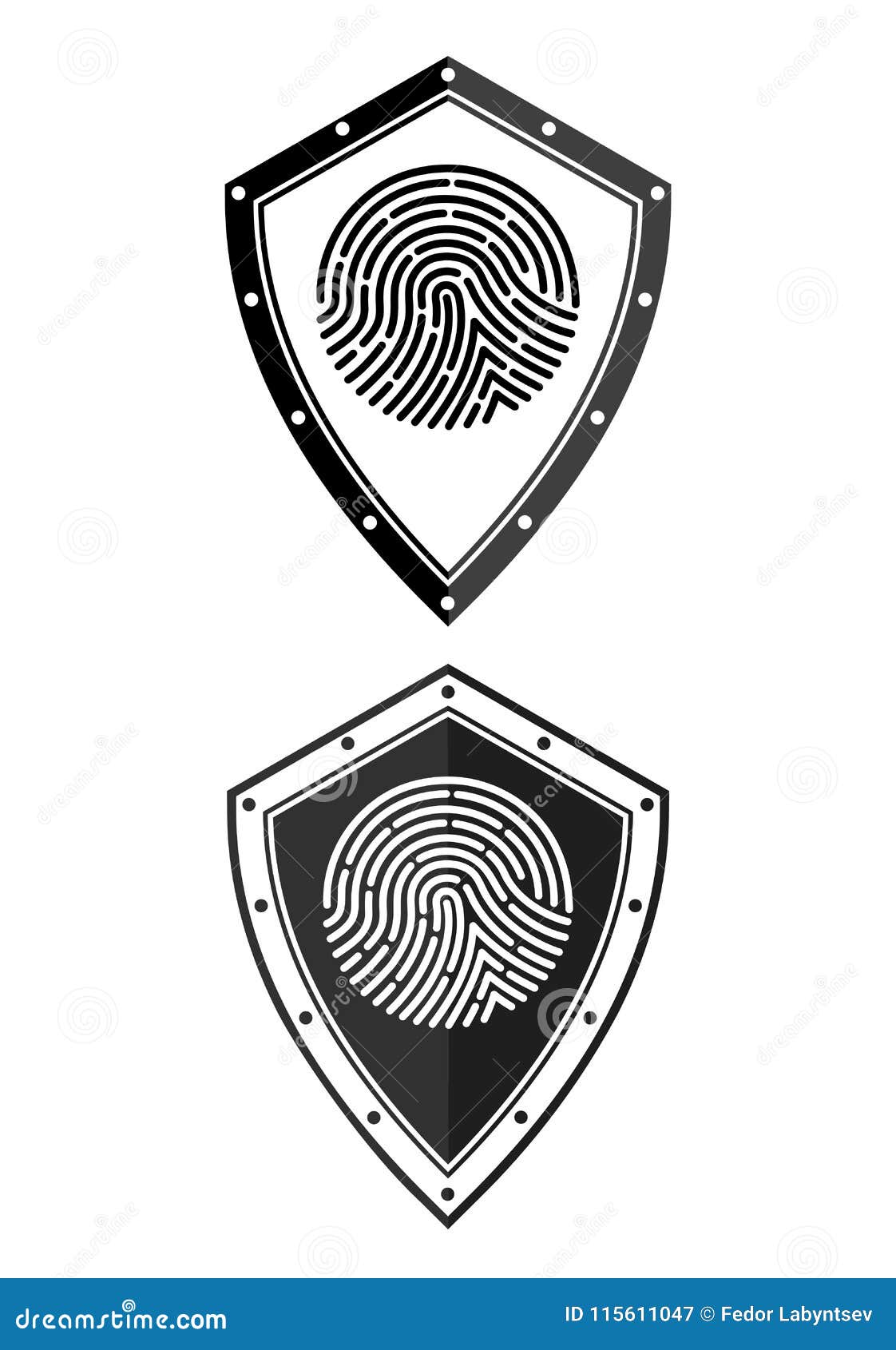 Fingerprint in the Shield, Id Symbol for Secure Access To the System ...
