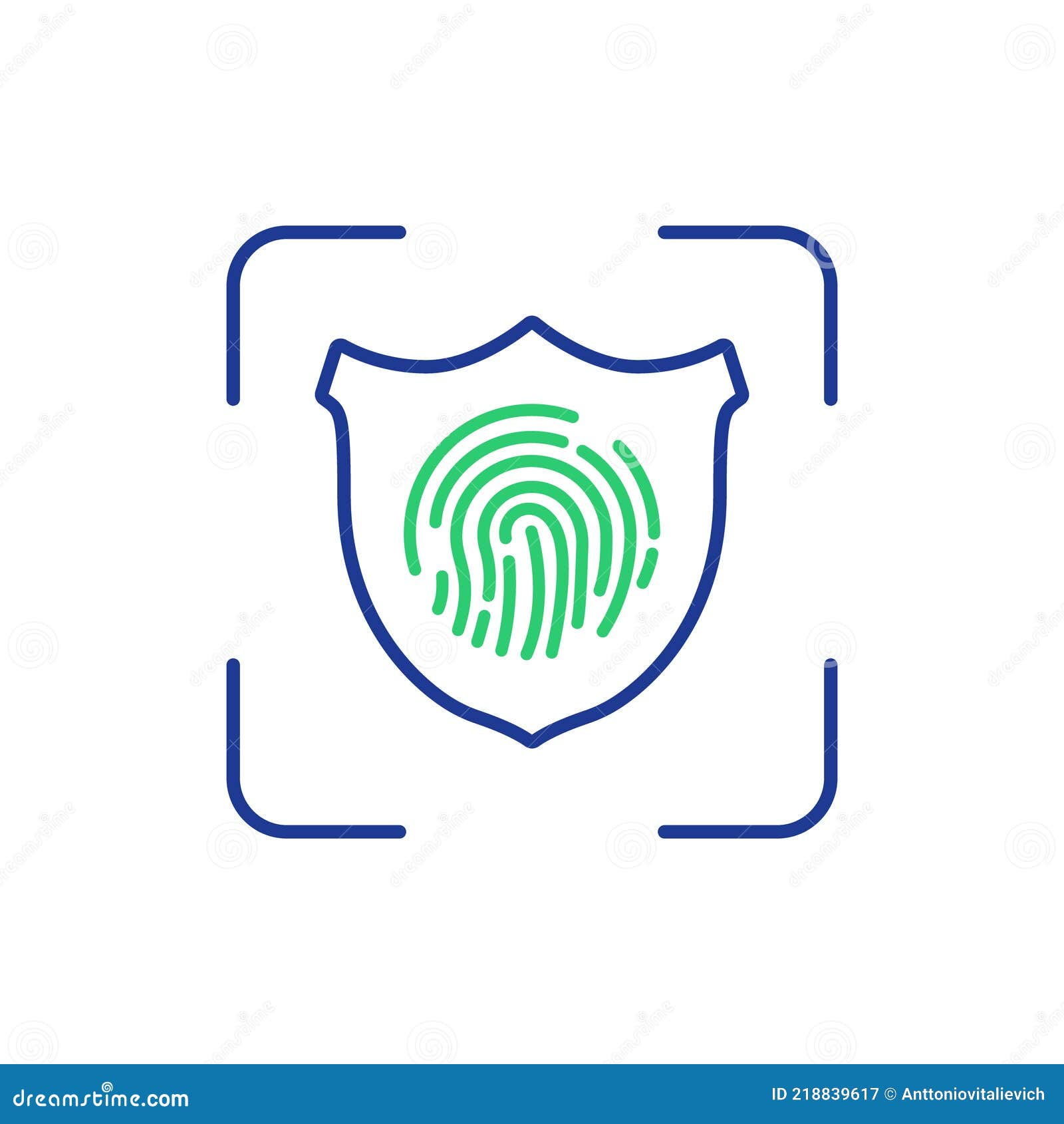 Fingerprint with Shield. Identification and Verification Stock Vector ...