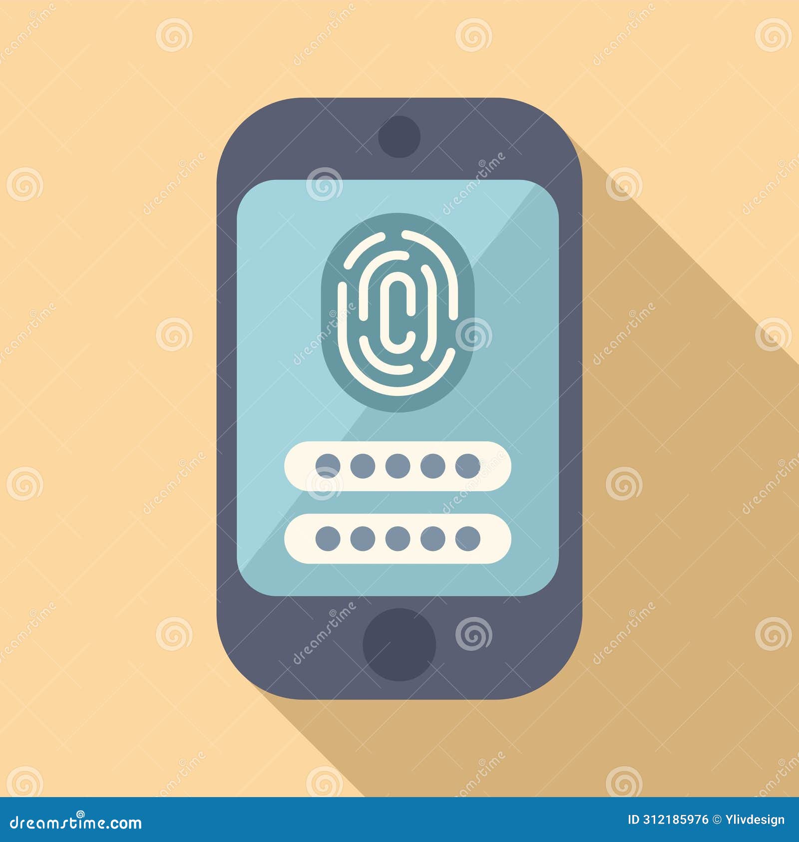 Fingerprint Smartphone Icon Flat Vector. Verify Step Process Stock ...