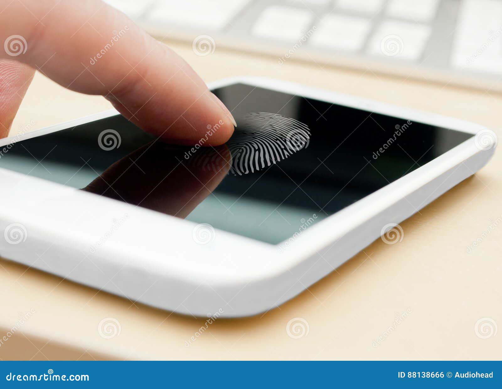 Fingerprint on Smartphone stock photo. Image of control - 88138666