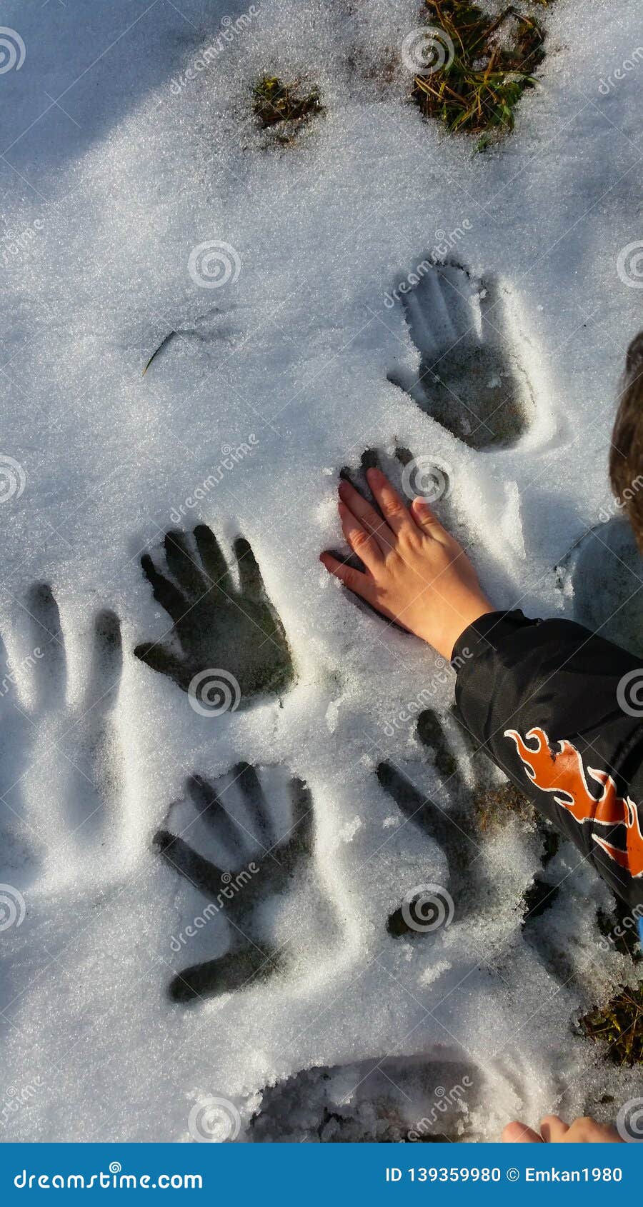 Fingerprint on the snow stock photo. Image of little - 139359980