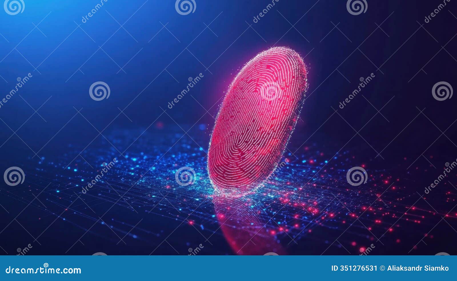 A Fingerprint on a Surface with a Blue Background Stock Illustration ...