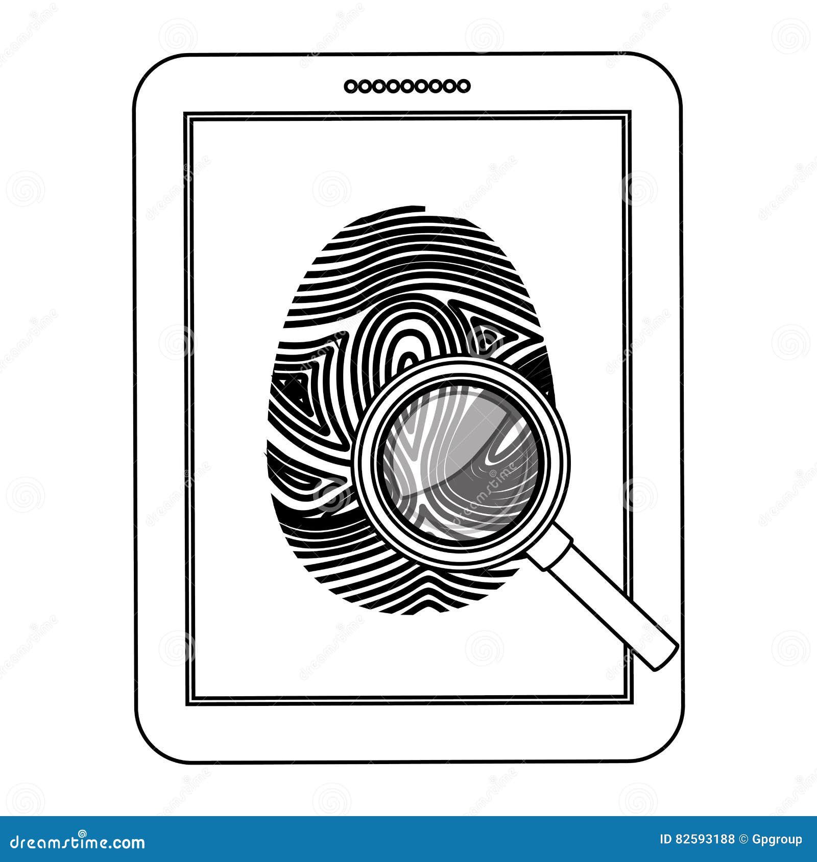 Fingerprint and Tablet Design Stock Vector - Illustration of thumb ...
