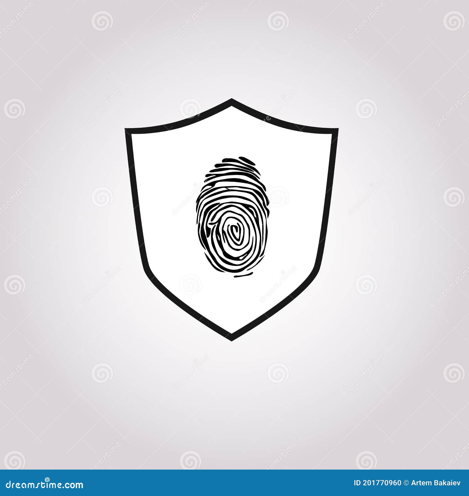 Fingerprint Tech Shield Security Guard Logo Design Stock Vector ...