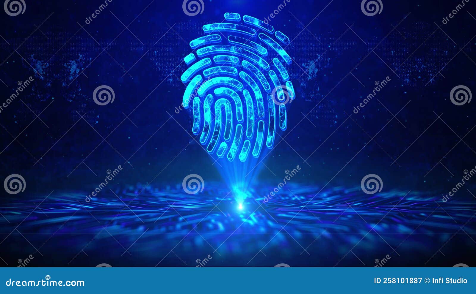 Fingerprint Text with HUD Rotation Digital Technology Interface Sci Fi ...