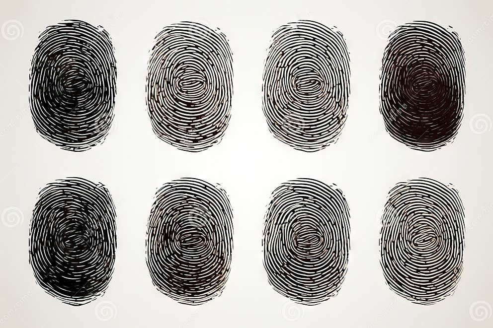 Fingerprint or Thumbprint Set Isolated Stock Illustration ...