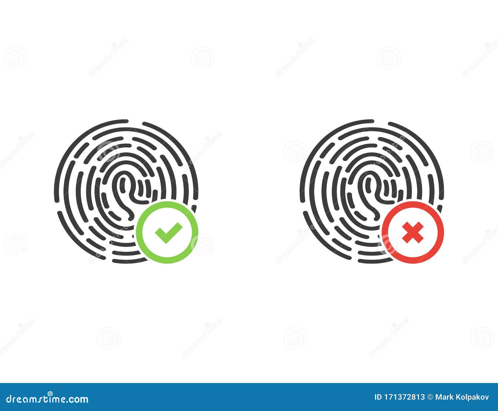 Fingerprint Tick and Cross on the Thumbprint Stock Vector ...