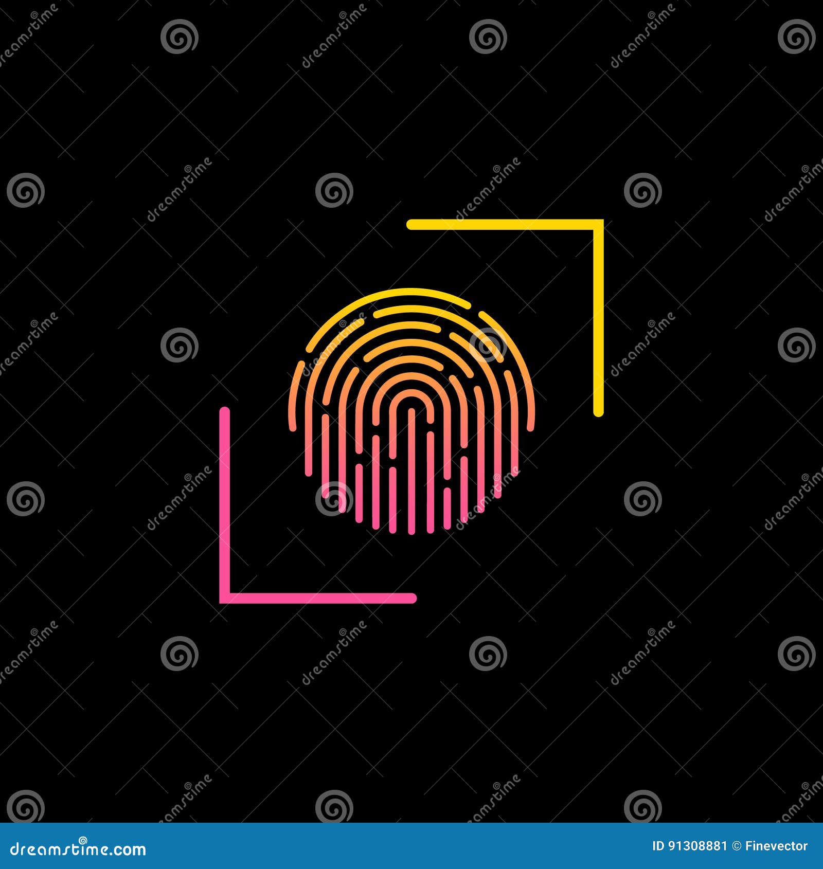 Fingerprint Touch Pointer Icon Vector Graphic Set, Flat Finger Thumb ...