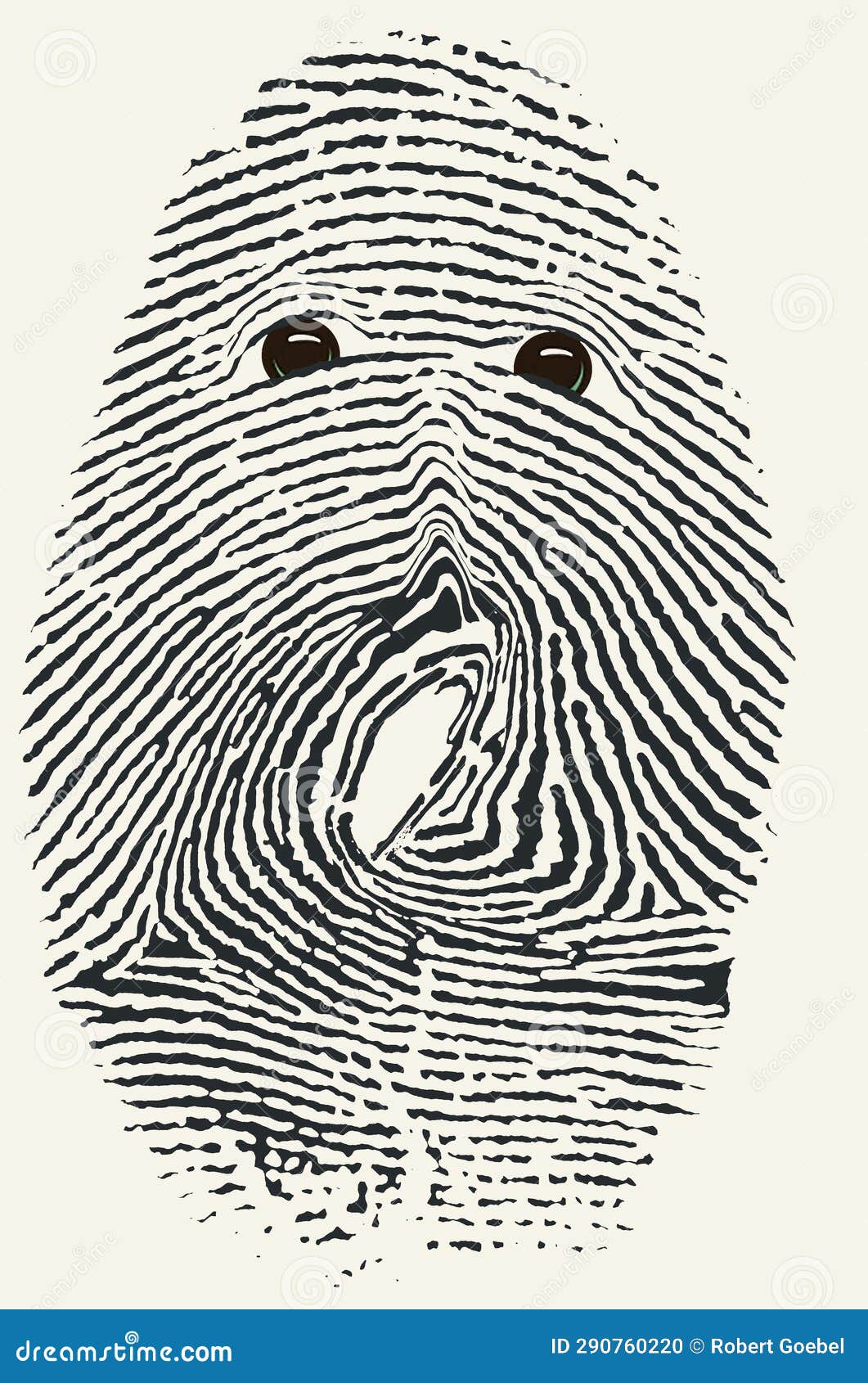 A Fingerprint is Turned into a Face Stock Illustration - Illustration ...