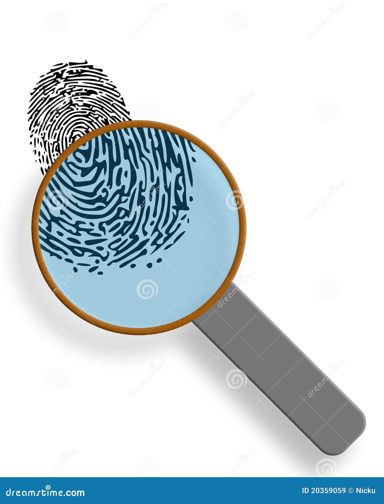 Fingerprint Under Magnification Glass Stock Illustration - Illustration ...