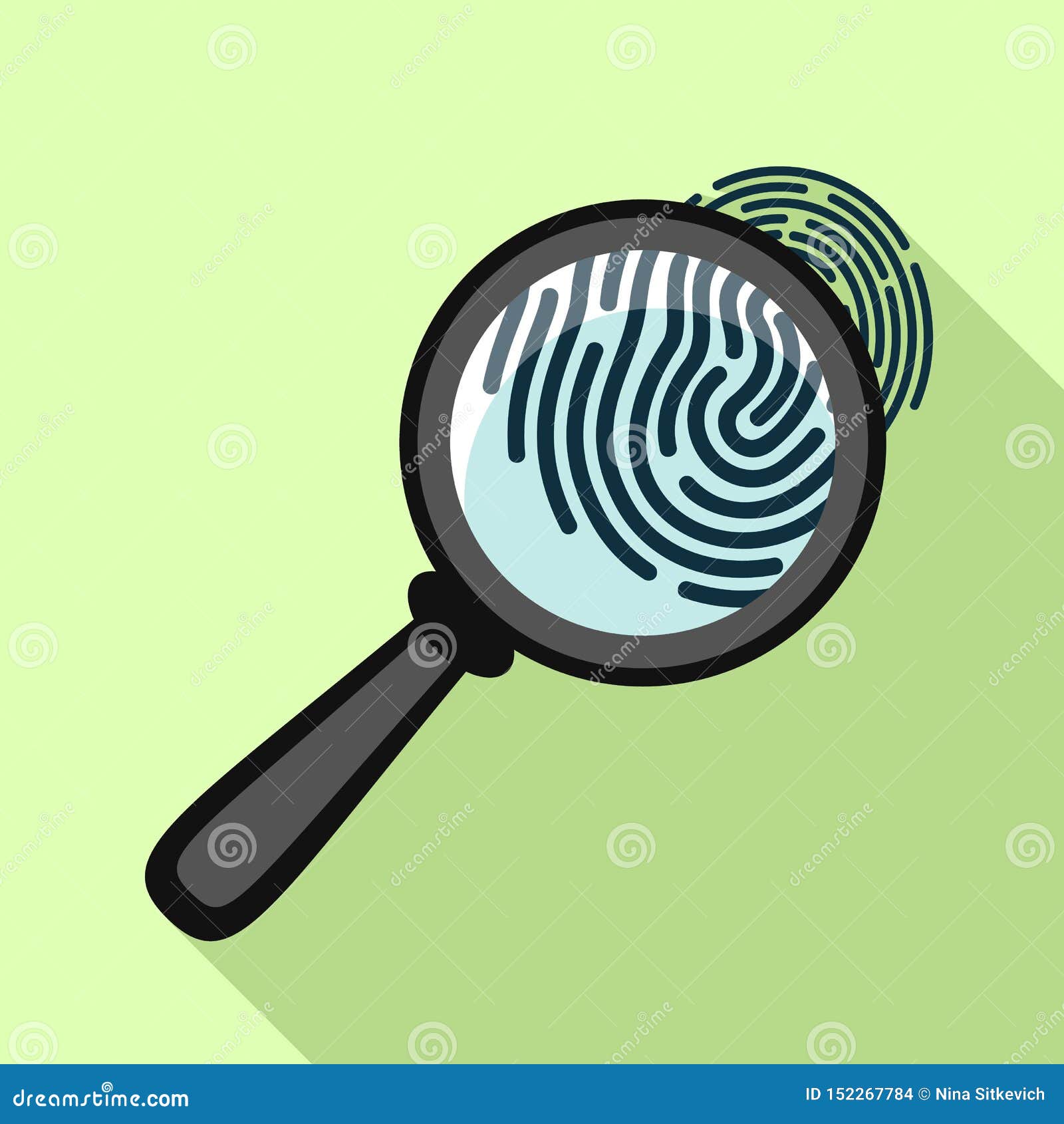 Fingerprint Under Magnifying Glass Icon, Flat Style Stock Vector ...