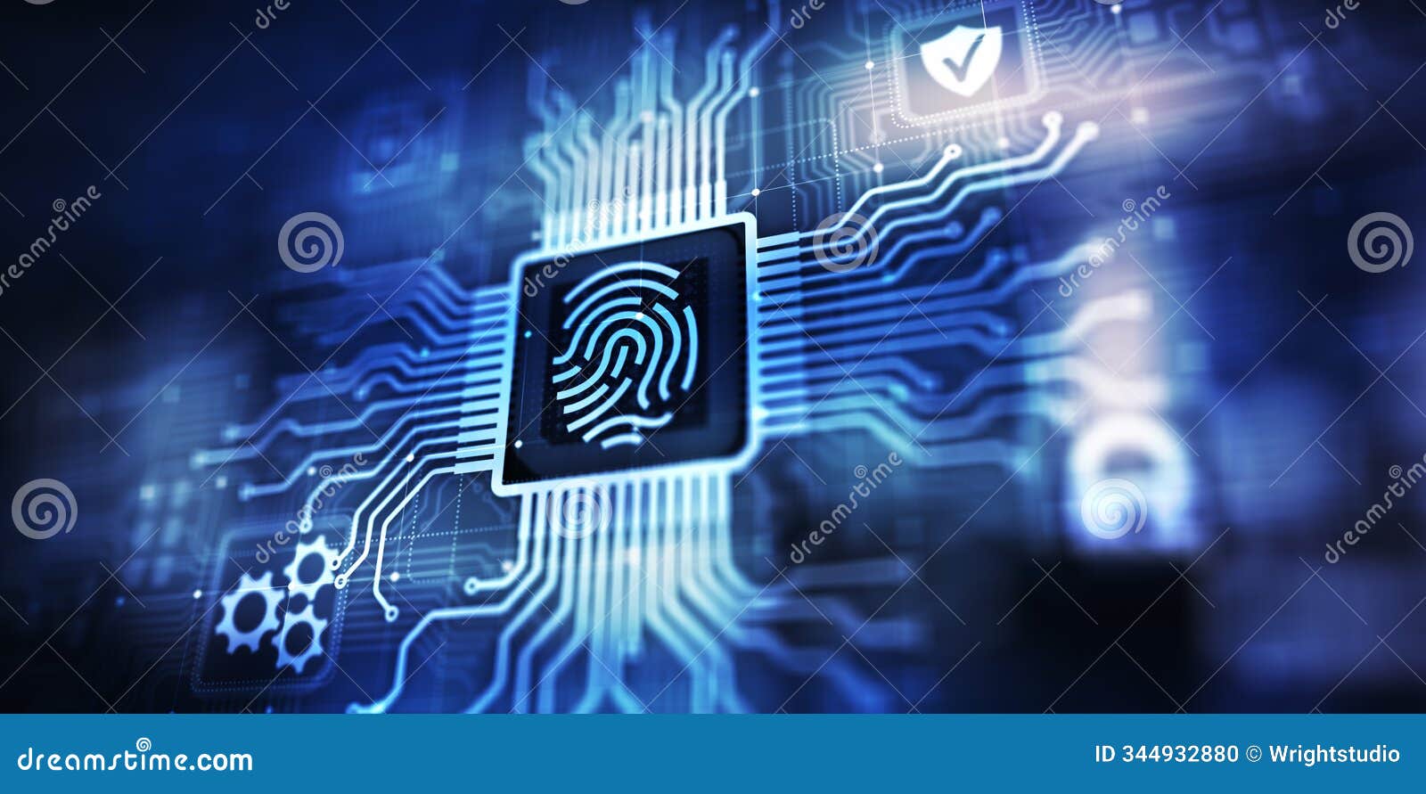 Fingerprint Unlock Cyber Security Data Protection Concept on Virtual ...