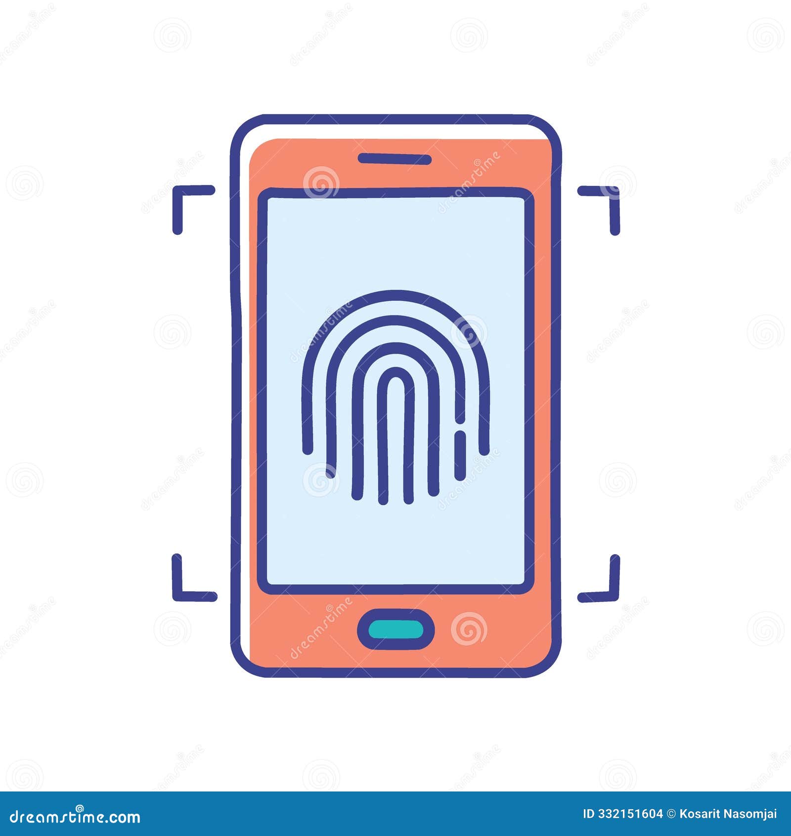 Fingerprint Unlock on Mobile Phone. Illustration of a Smartphone with a ...