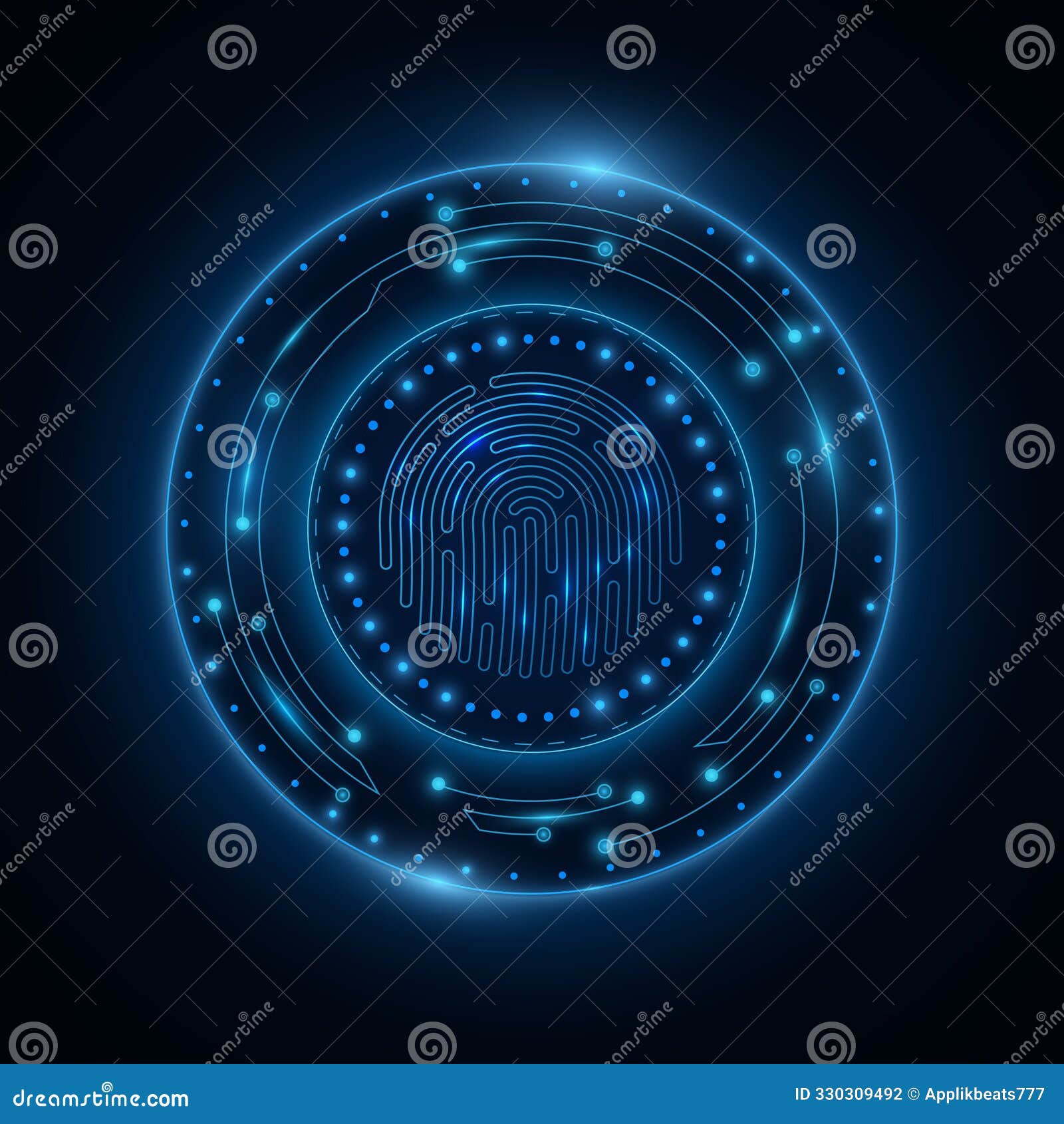 Fingerprint Verification with Glowing Sci-fi HUD for User Interface ...