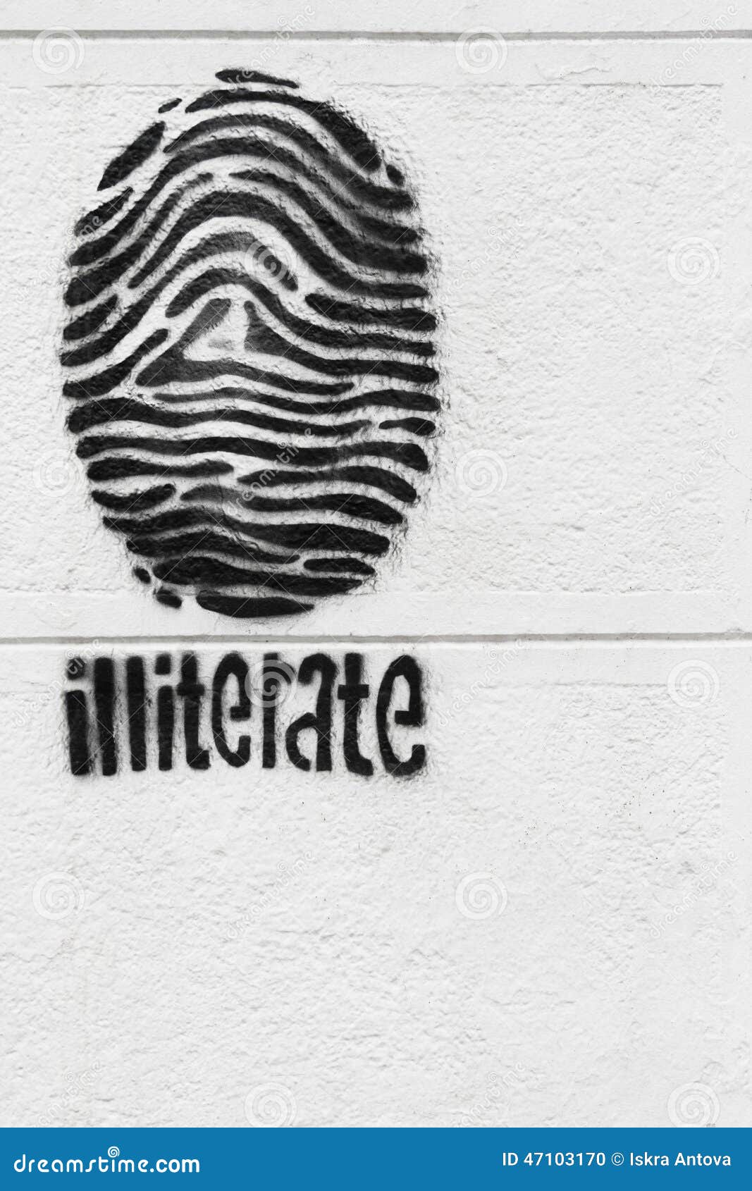 Fingerprint on a White Wall Stock Photo - Image of black, illiterate ...