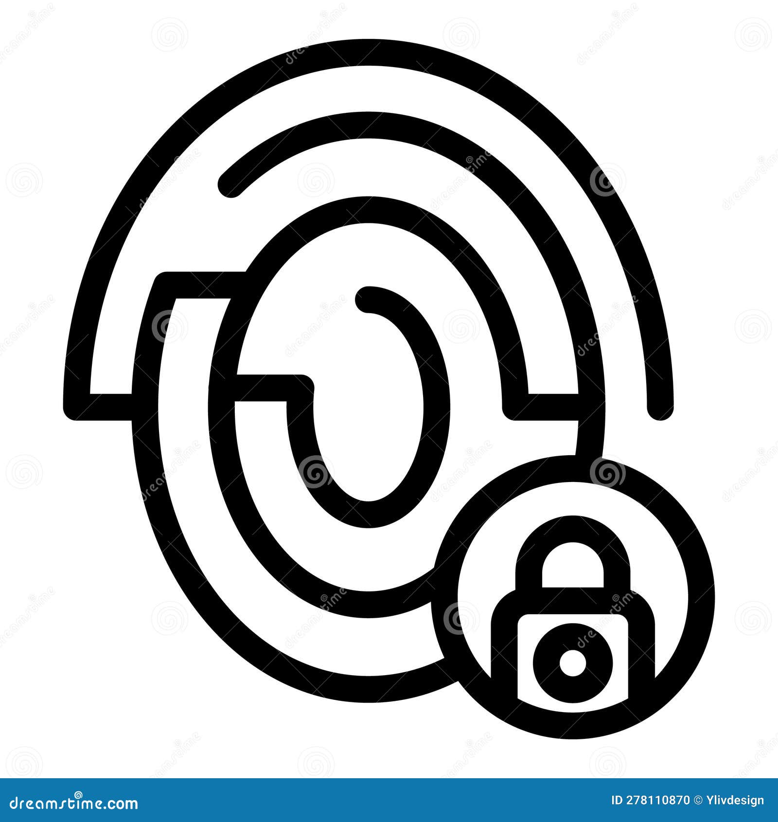 Fingerprinting Locked Icon Outline Vector Scan Print Stock Vector