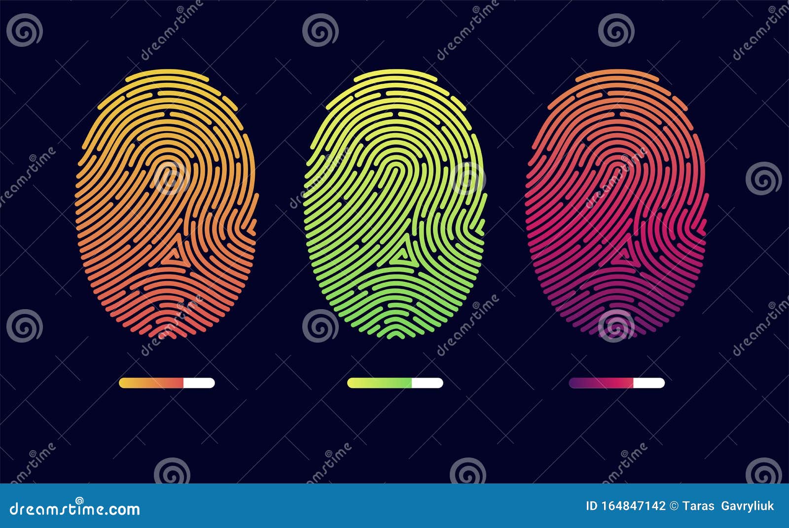 Fingerprints of Different Colors Stock Vector - Illustration of mark ...