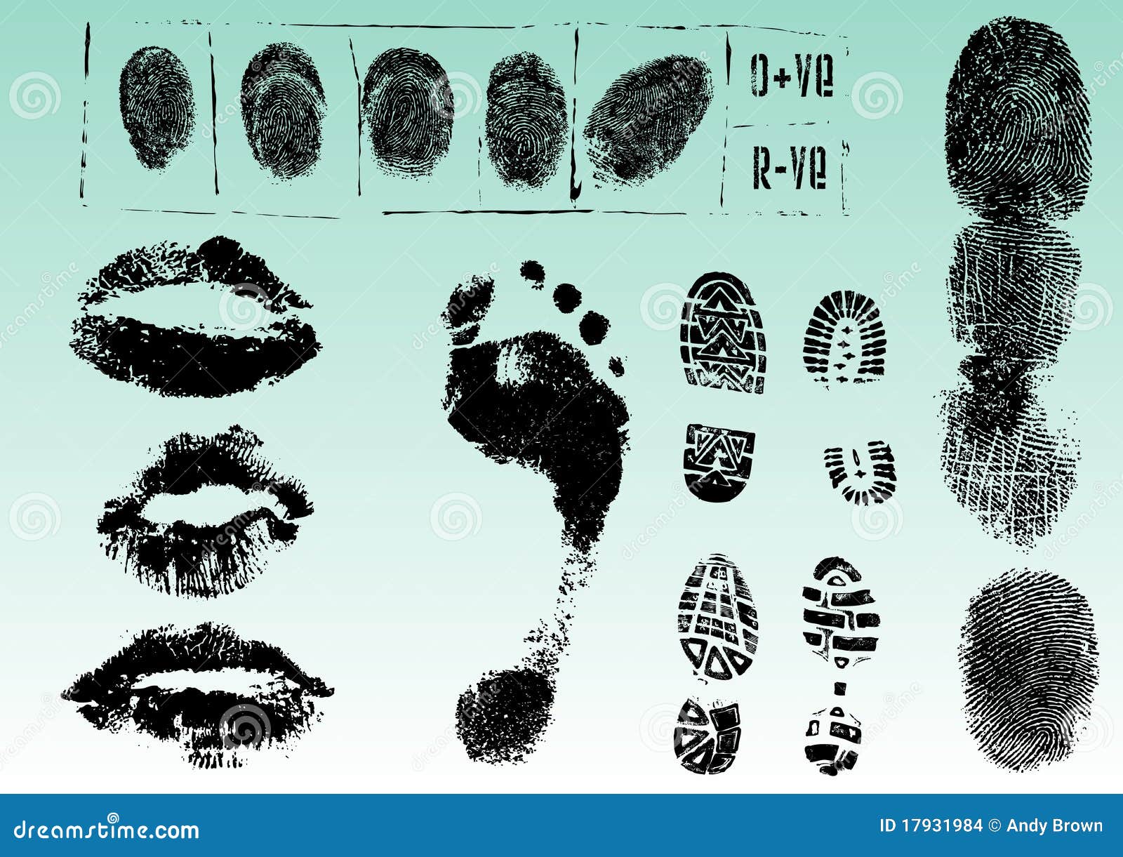Fingerprints Footprints And Lips 2 Vector Illustration | CartoonDealer ...