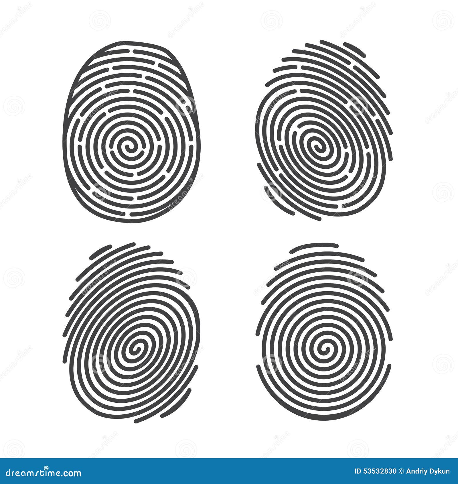 Fingerprints stock vector. Image of biometrics, isolated - 53532830