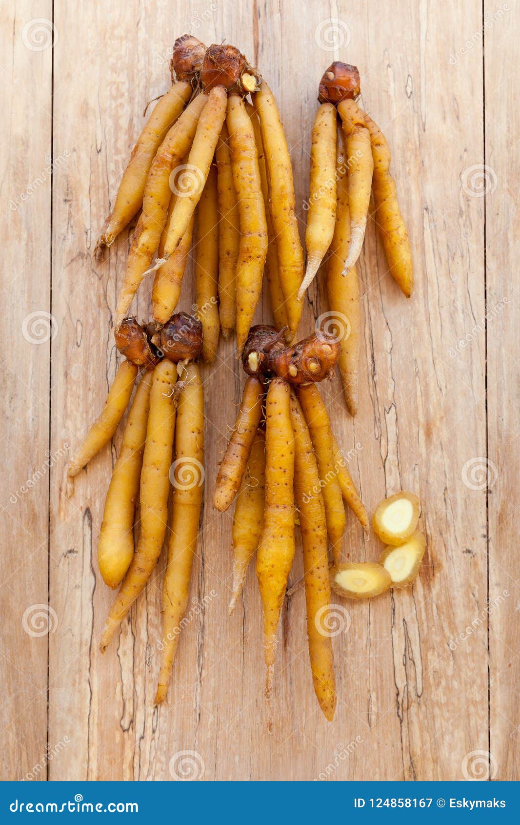 Fingerroot on wooden table stock image. Image of ingredient - 124858167