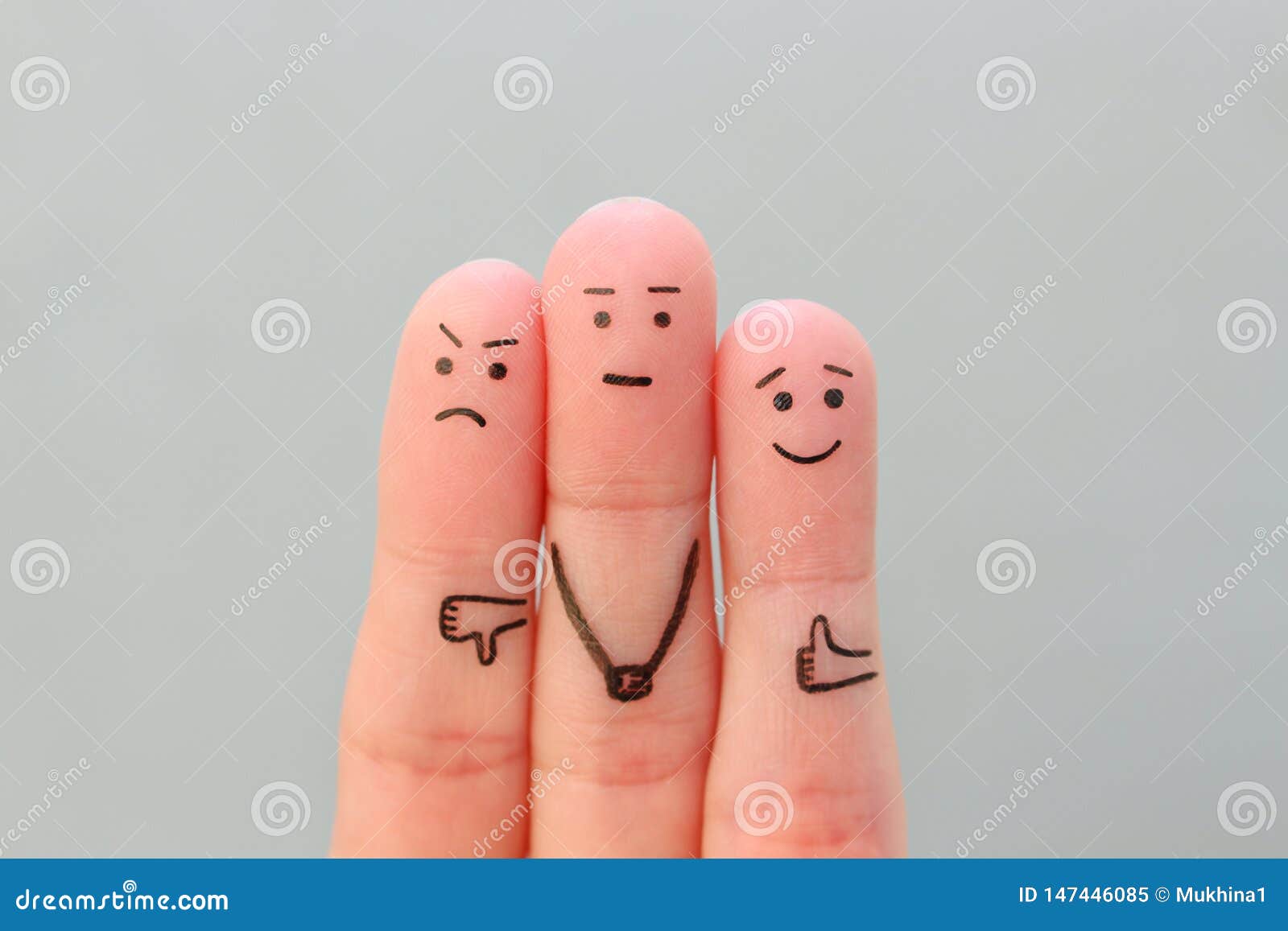 Fingers Art of People. Concept of Positive, Negative Emotions Stock ...