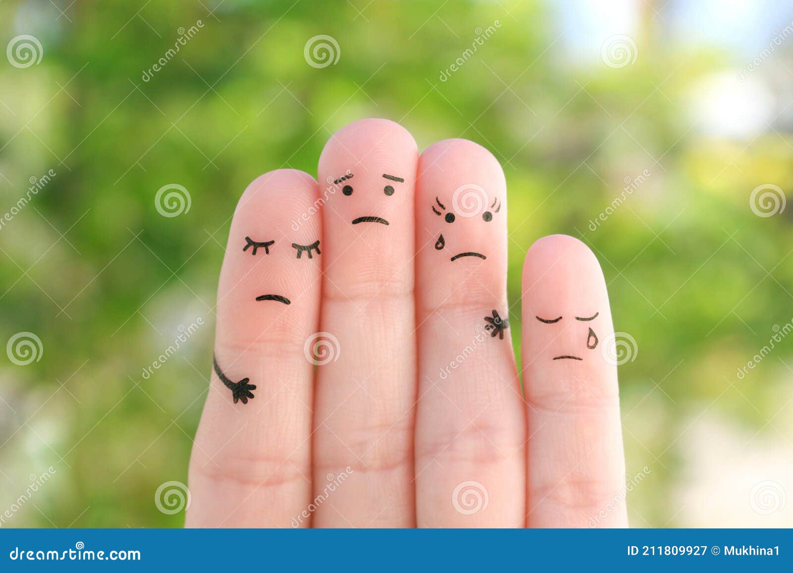 Fingers Art of Sad Family. Concept of Support in Difficult Situations ...