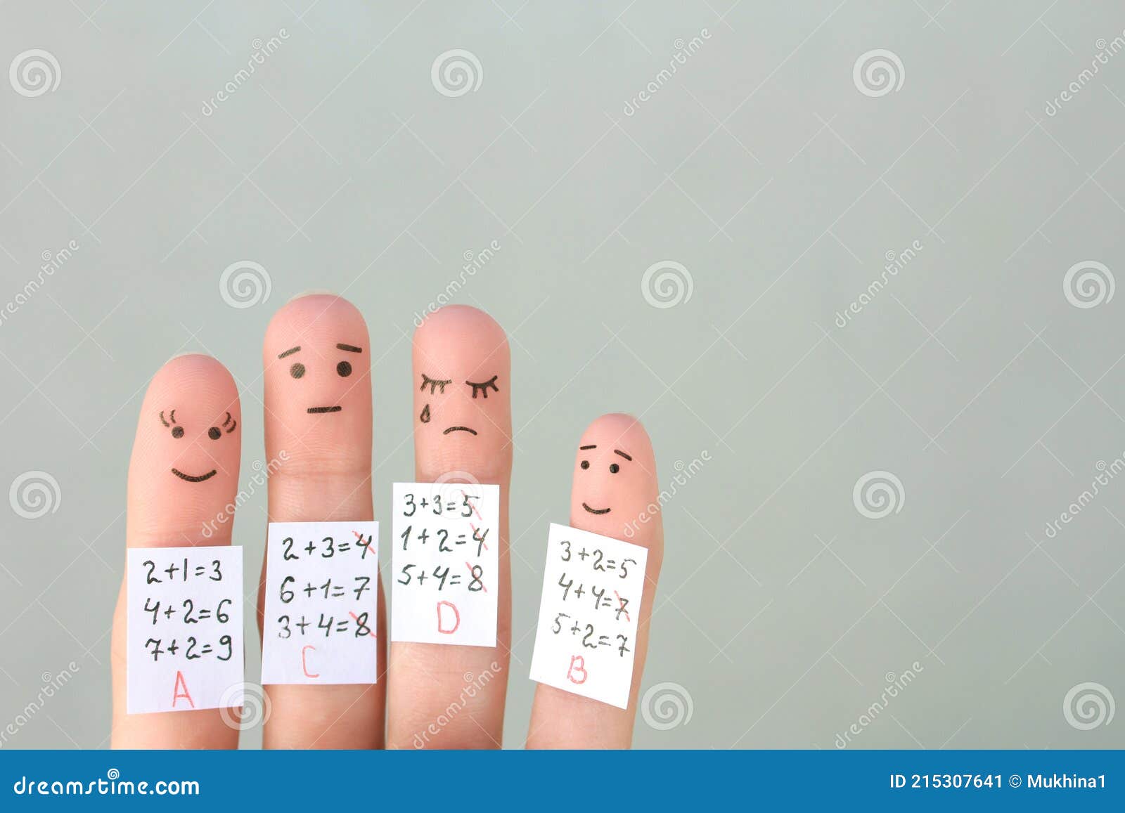 Fingers Art of Students with Different Grades in the Notebooks Stock ...