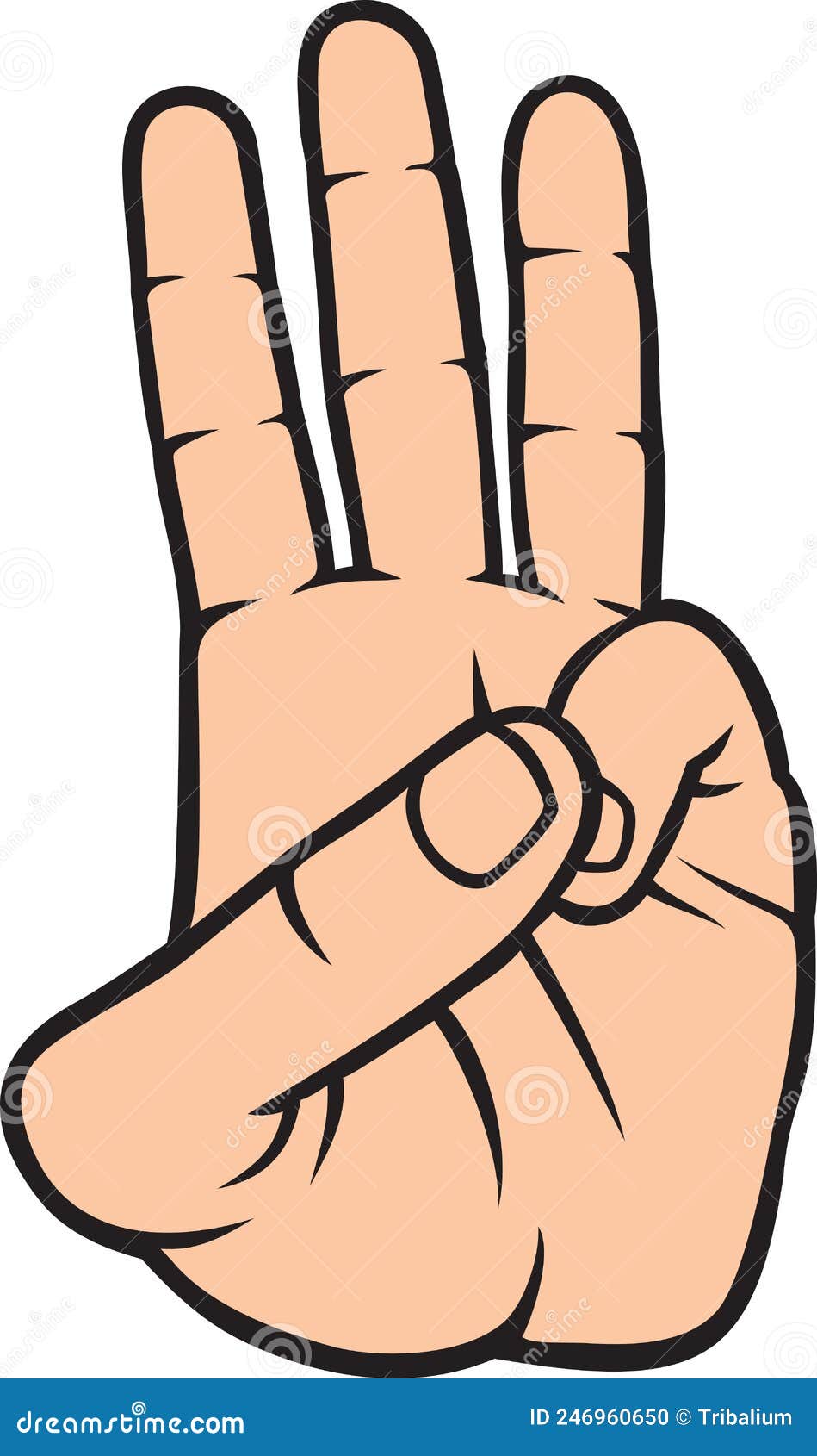 3 Fingers Color Hand and Number Three Stock Vector - Illustration of ...