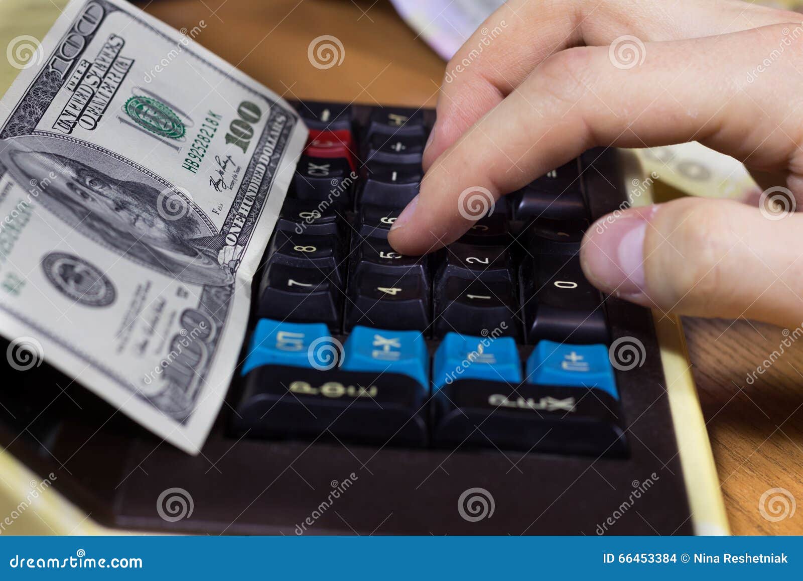 Fingers Consider on the Calculator Stock Photo - Image of antique ...