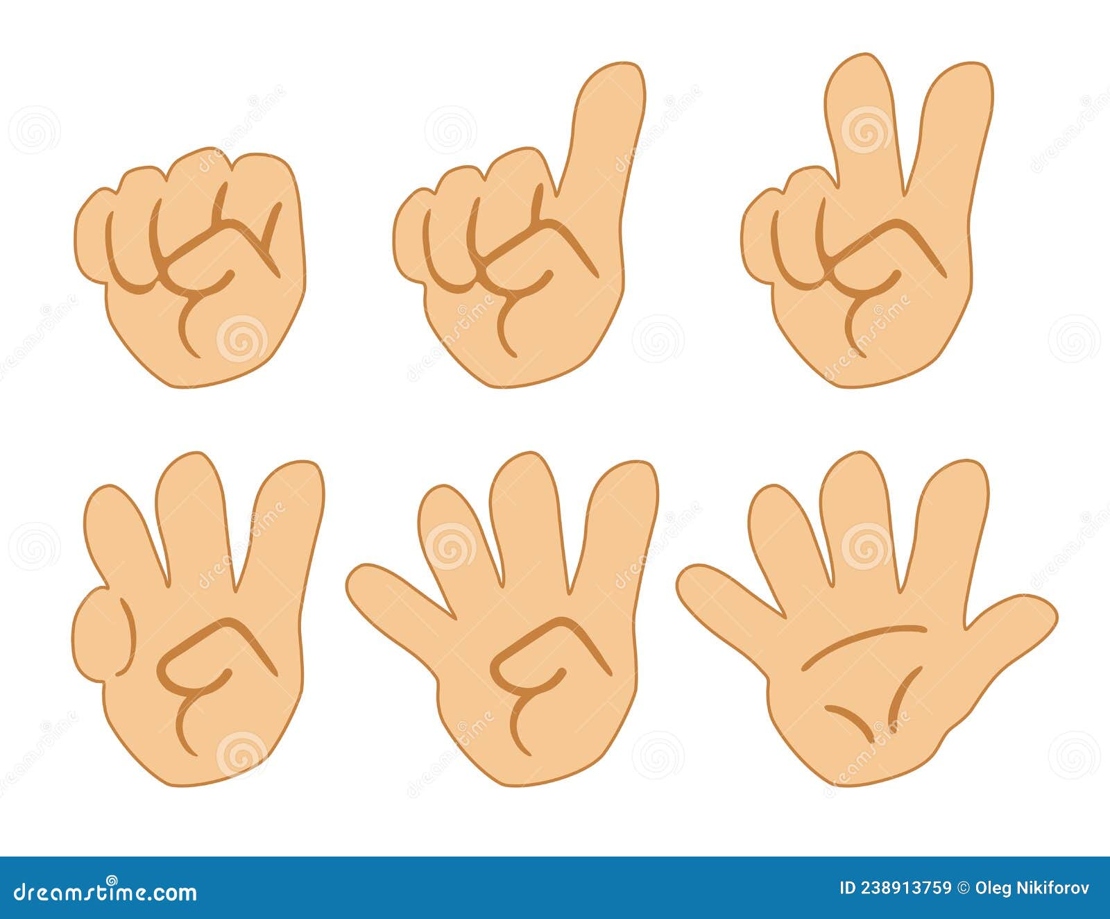 Fingers Counting Icon Set for Education. Hands with Fingers Stock ...