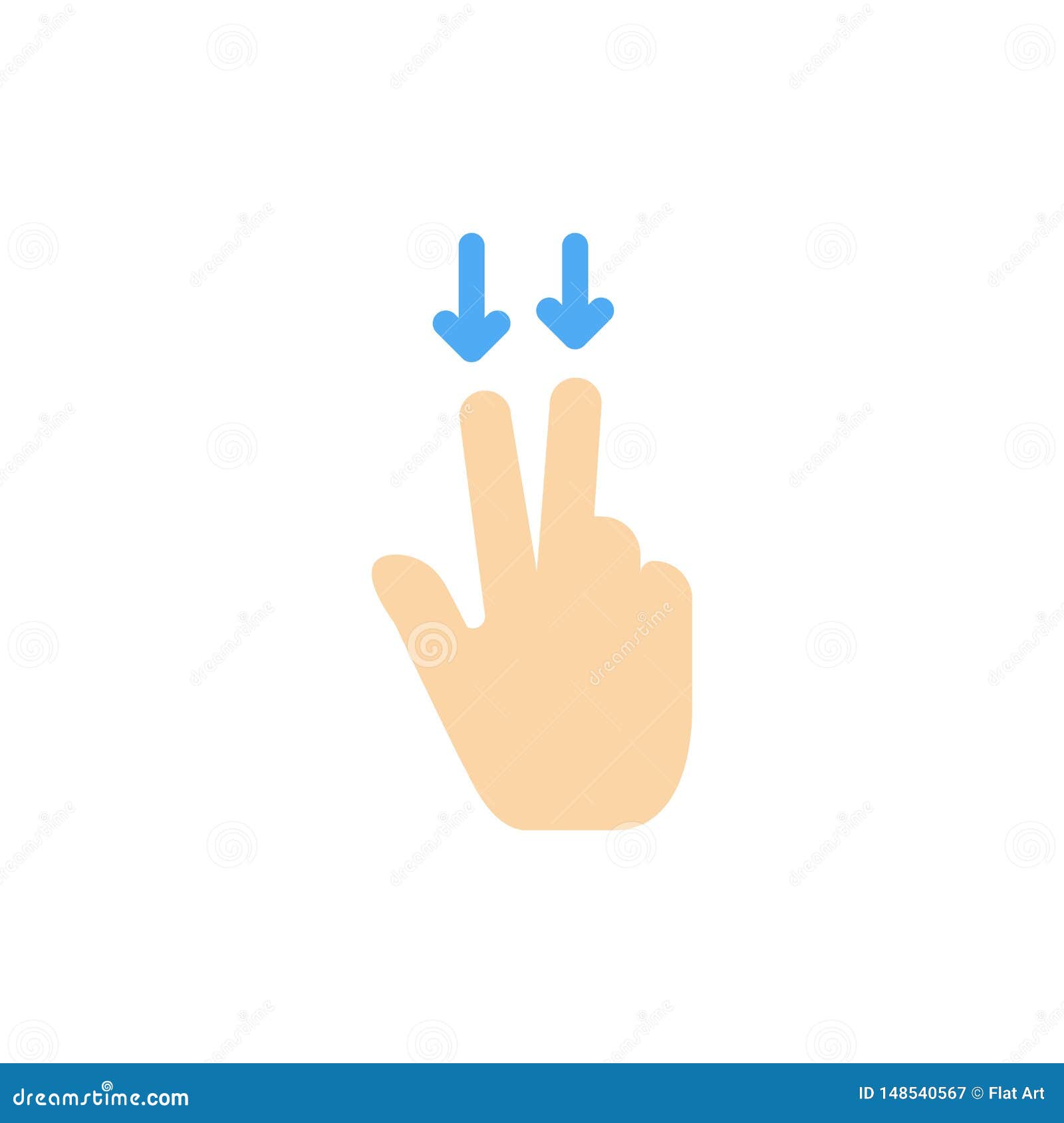 Two Fingers Down Gesture Pattern, Cartoon Style Vector Illustration ...