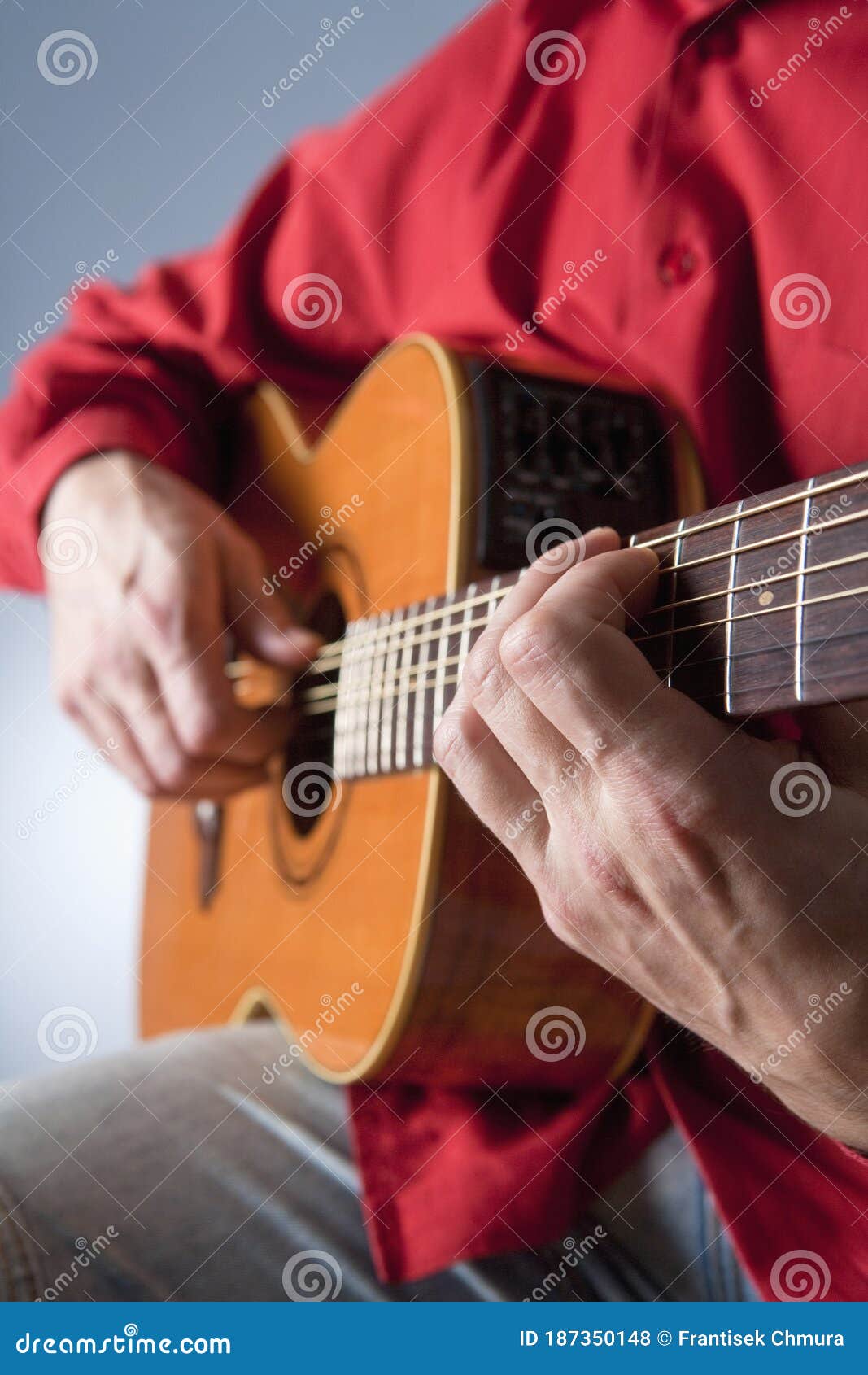 Fingers of a Guitar Player Playing Acoustic Guitar Stock Photo - Image ...