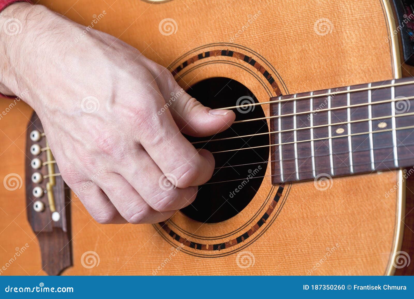 Fingers of a Guitar Player Playing Acoustic Guitar Stock Photo - Image ...