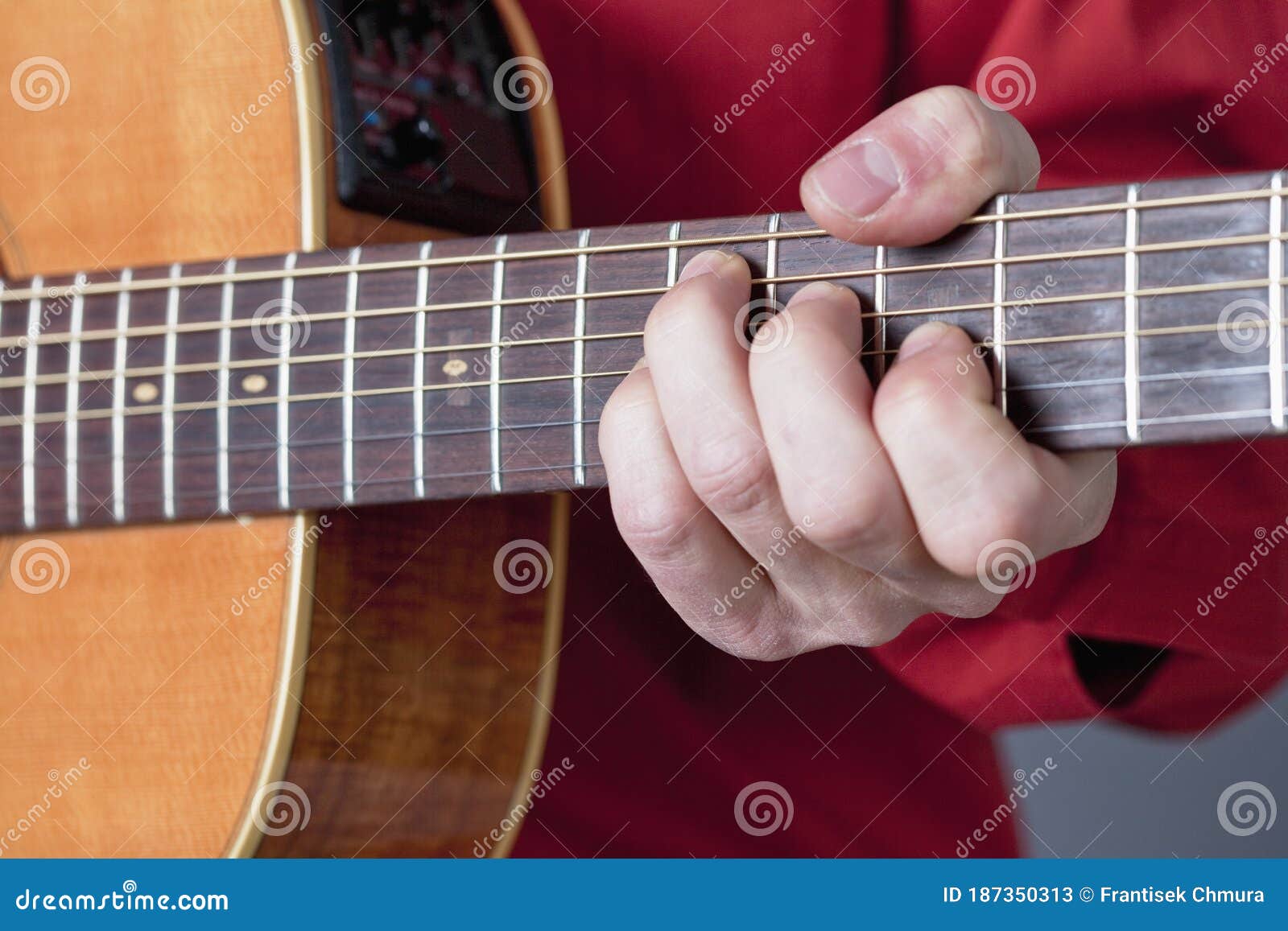 Fingers of a Guitar Player Playing Acoustic Guitar Stock Image - Image ...