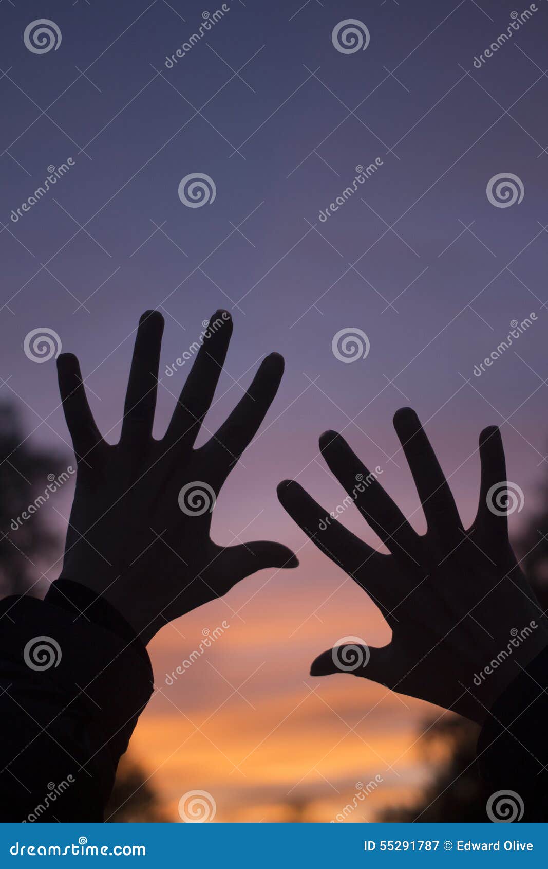 Fingers of Hands at Dusk Silhouette Sunset Sky Stock Image - Image of ...