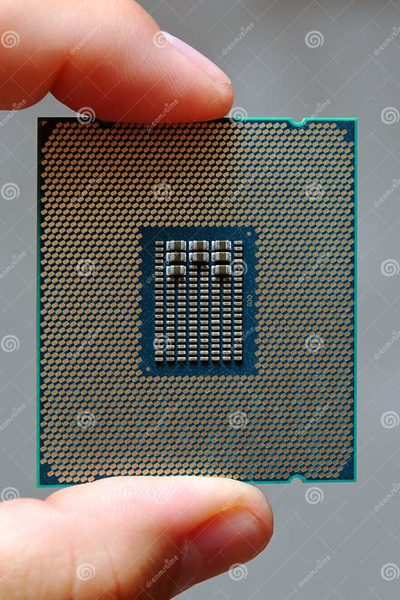 Fingers Hold Modern Central Processor Unit Stock Image - Image of ...