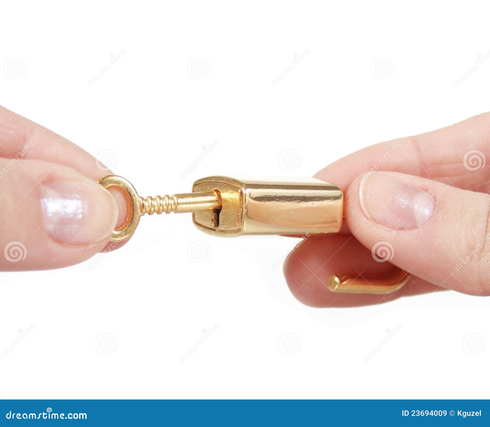 Fingers Holding Gold Key and Lock Stock Image - Image of access ...