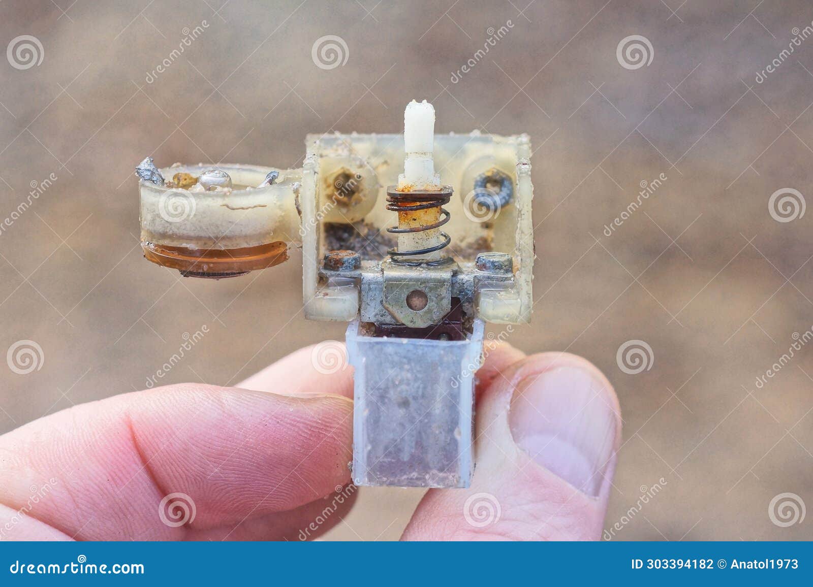Fingers Holding One Broken White Old Plastic Toggle Switch Stock Photo ...