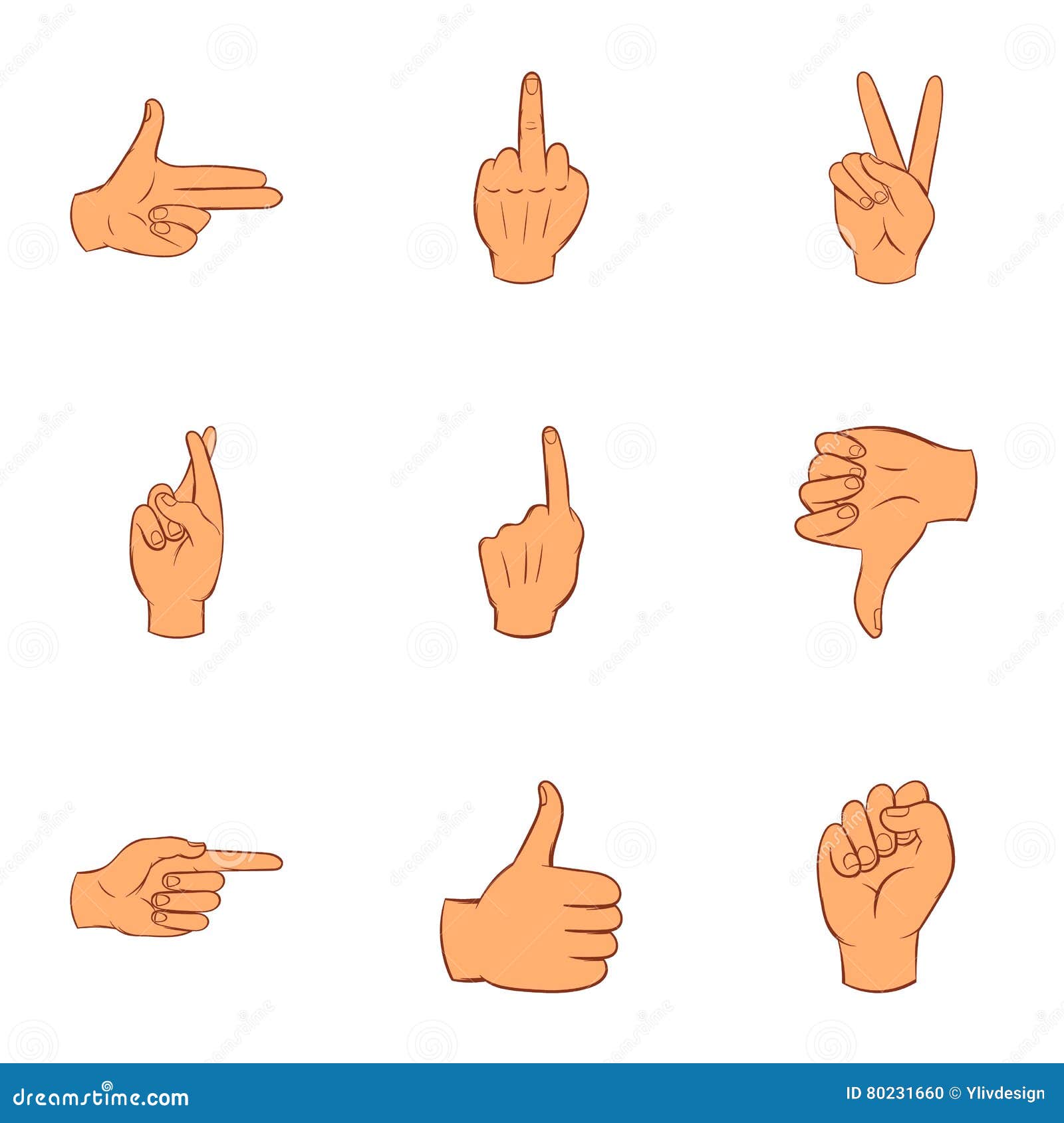 Fingers Icons Set, Cartoon Style Stock Vector - Illustration of ...