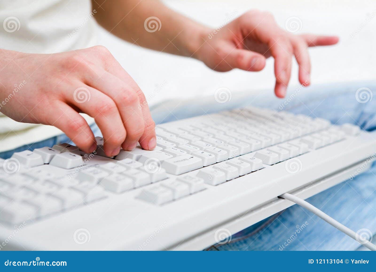 Fingers on the keyboard stock photo. Image of detail - 12113104