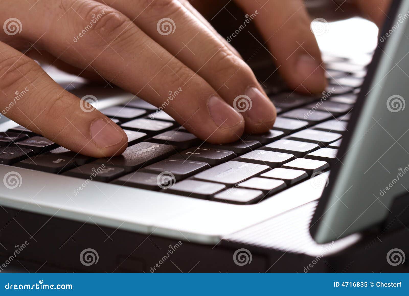 Fingers on the laptop stock image. Image of mobile, computer - 4716835