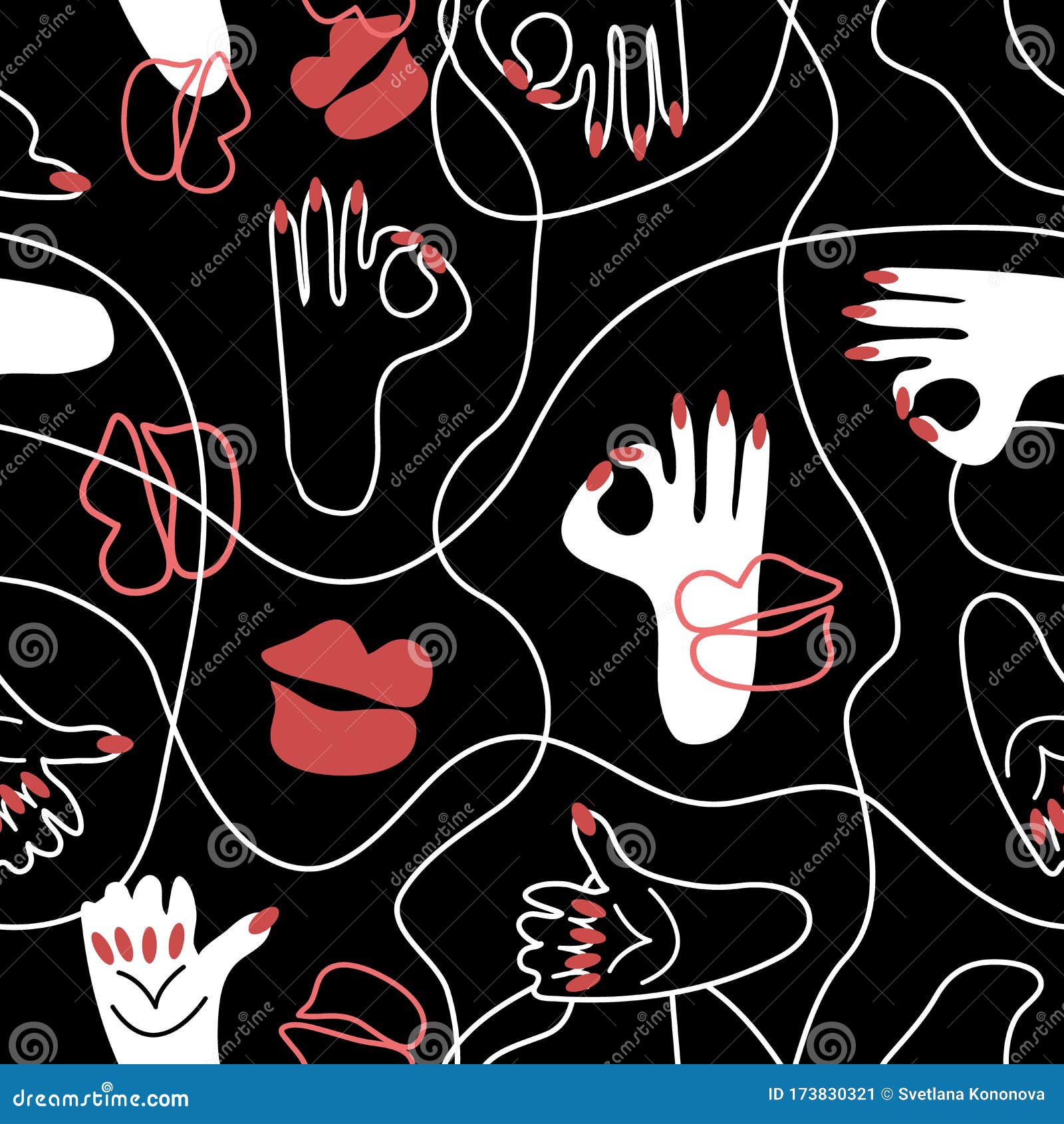 Fingers, lips and legs. stock vector. Illustration of foots - 173830321