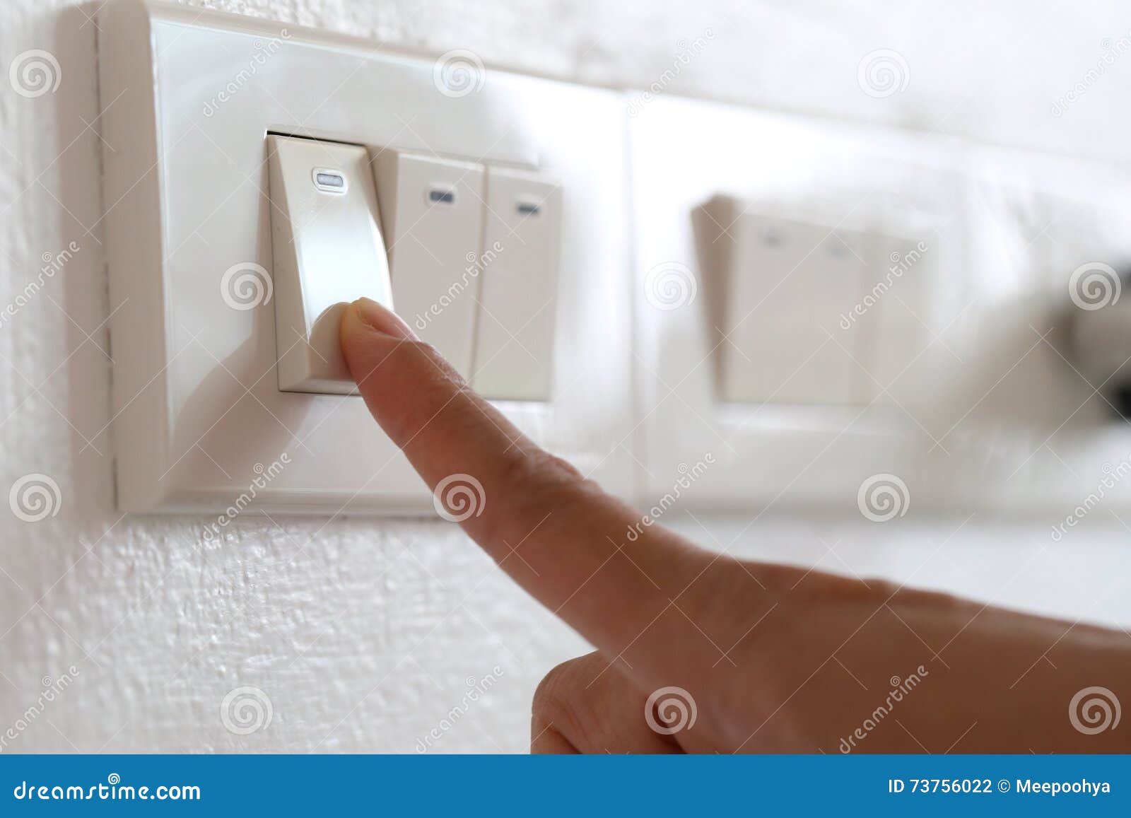 Fingers are Off Light Switch in the House. Stock Photo - Image of ...