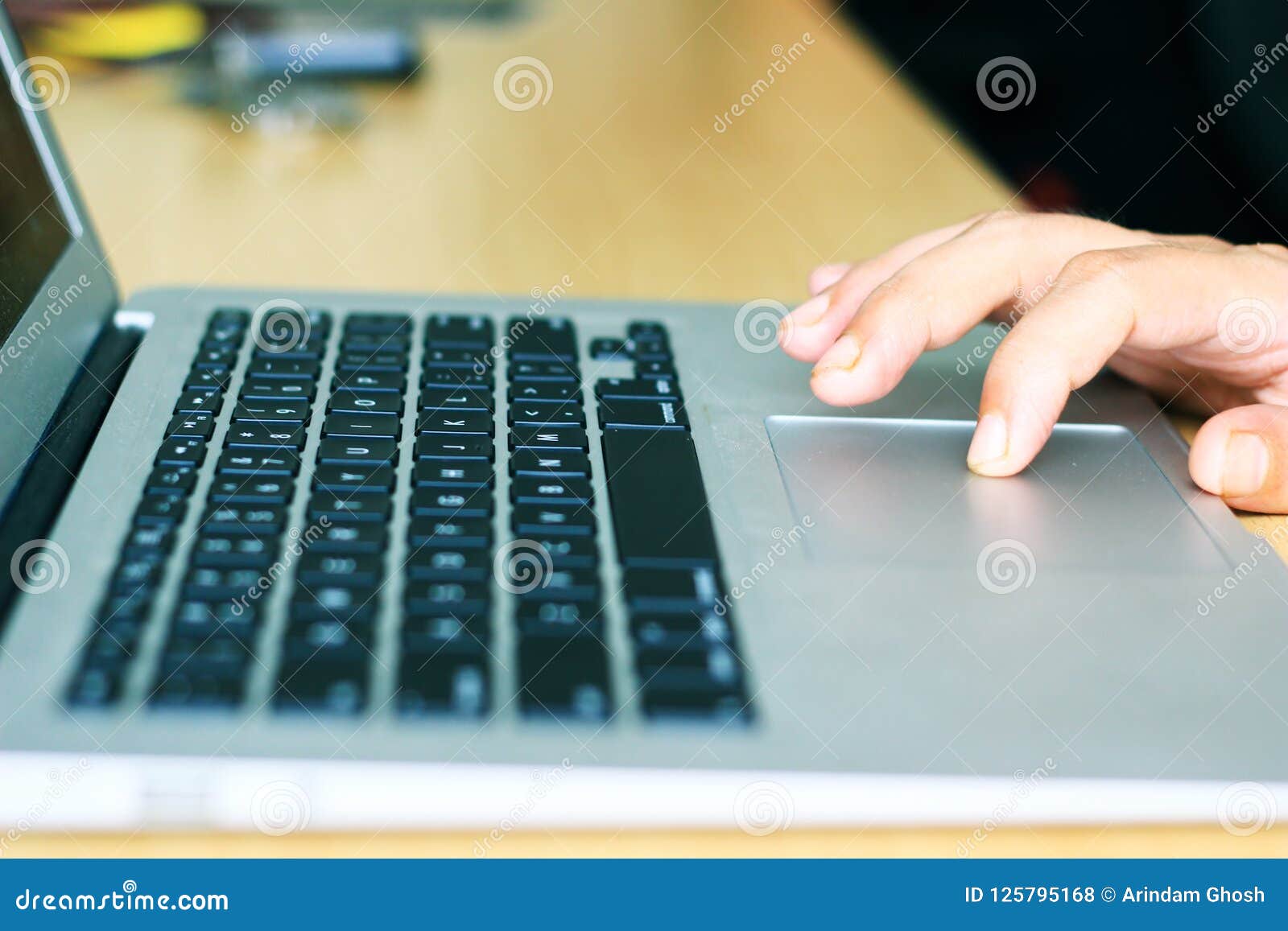 Fingers Operating Touchpad of a Laptop Stock Photo - Image of market ...
