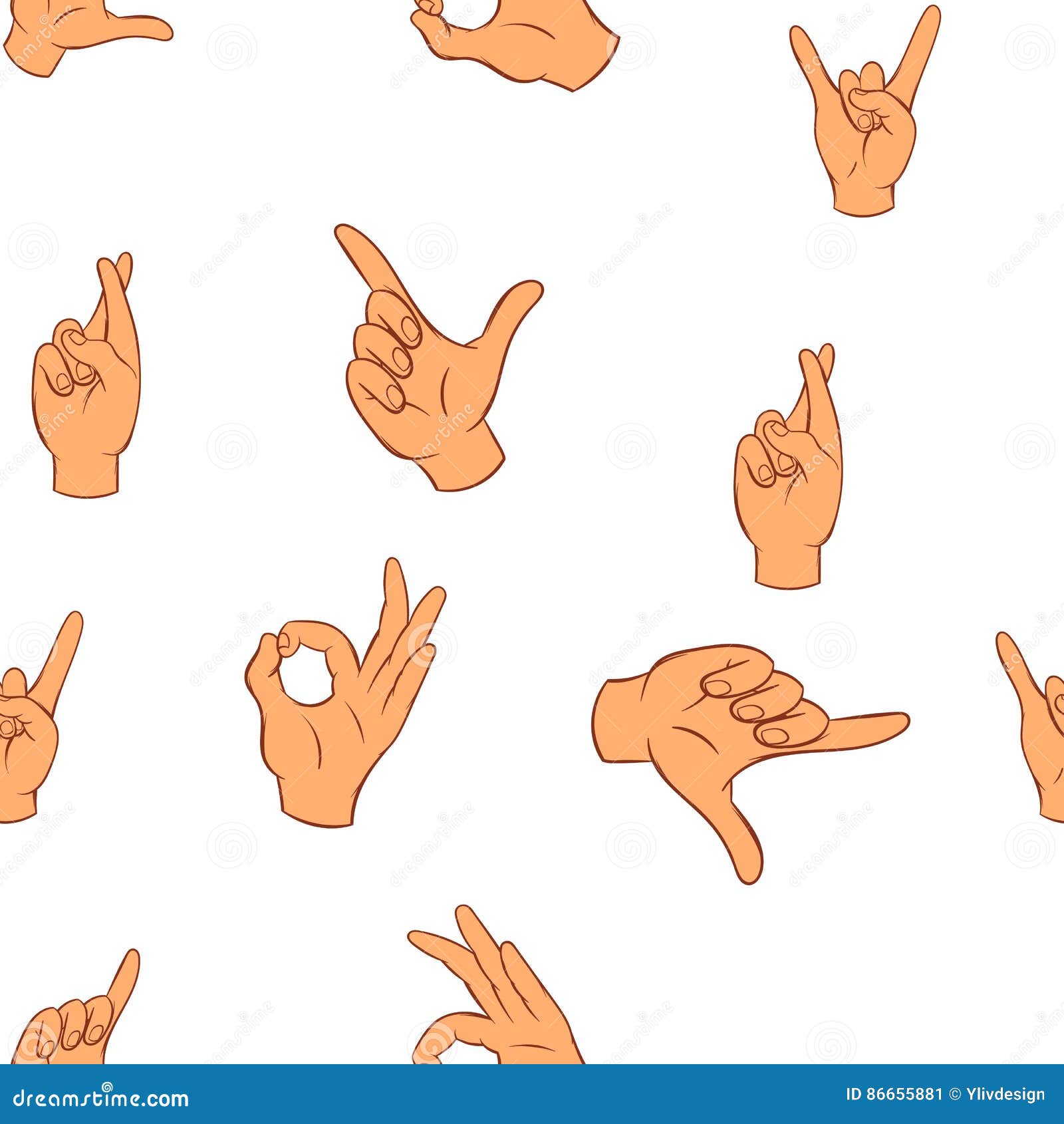 Fingers Pattern, Cartoon Style Stock Vector - Illustration of bent ...