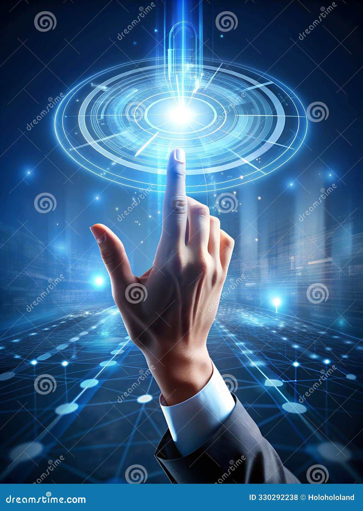 Fingers are Pressing on the Interface Screen in the Air. the Overall ...