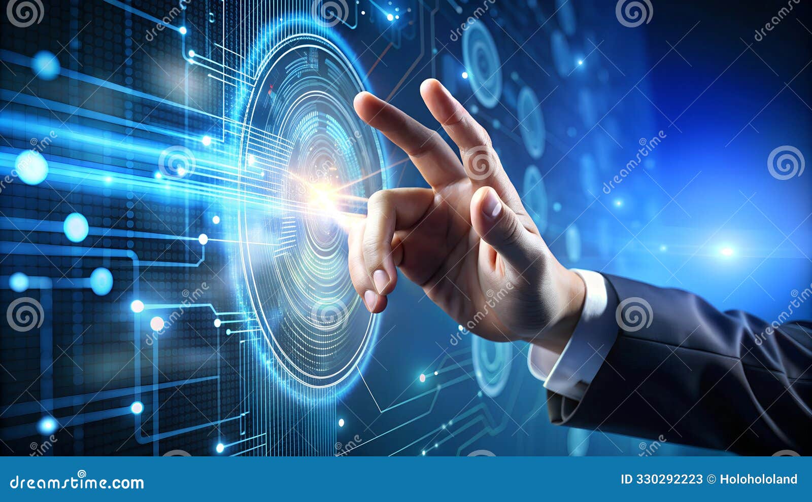 Fingers are Pressing on the Interface Screen in the Air. the Overall ...