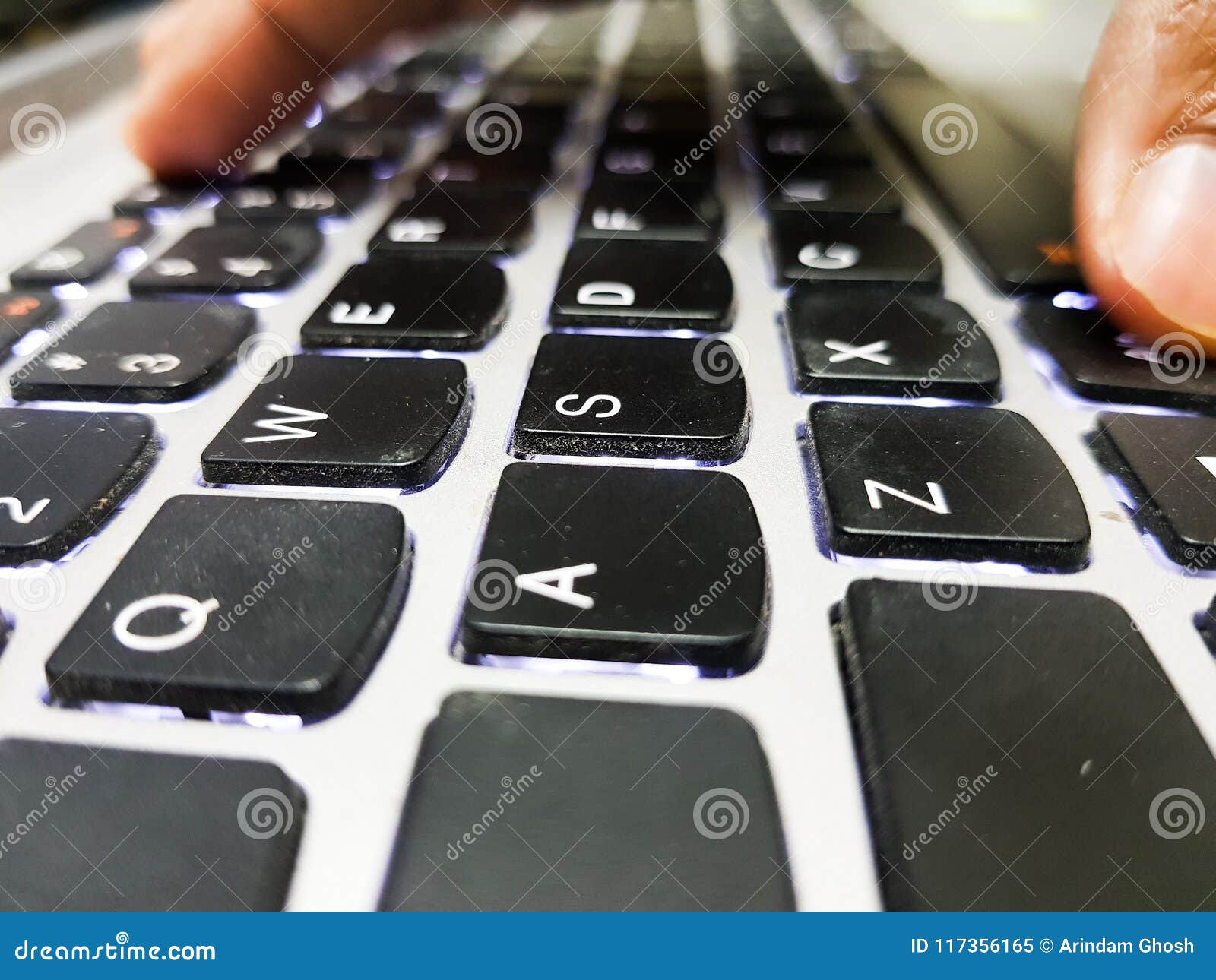 Fingers Pressing Keys on Laptop Keyboard. a Close Up View Stock Image ...