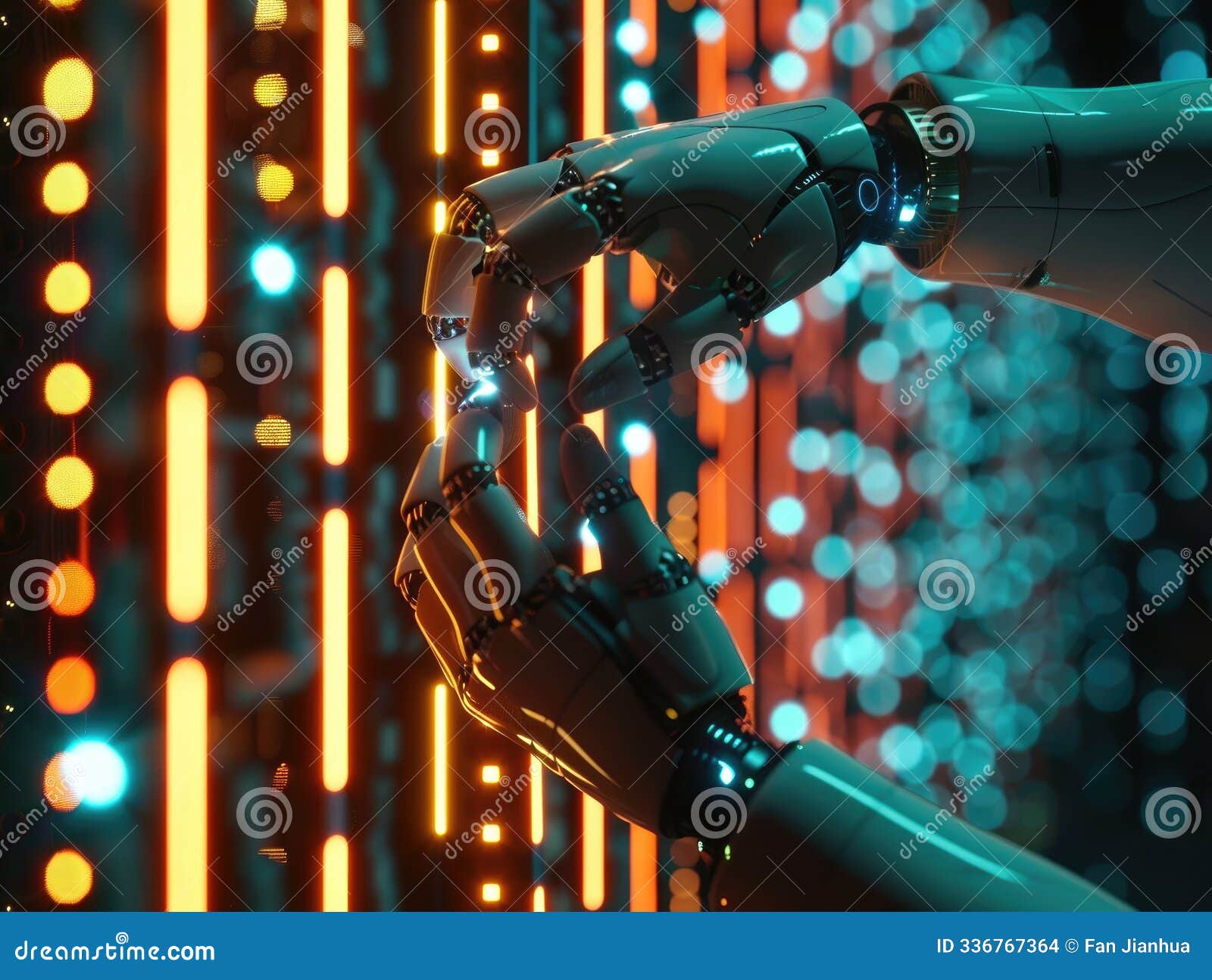 Human Fingers and Robotic Hands Touch Stock Photo - Image of person ...